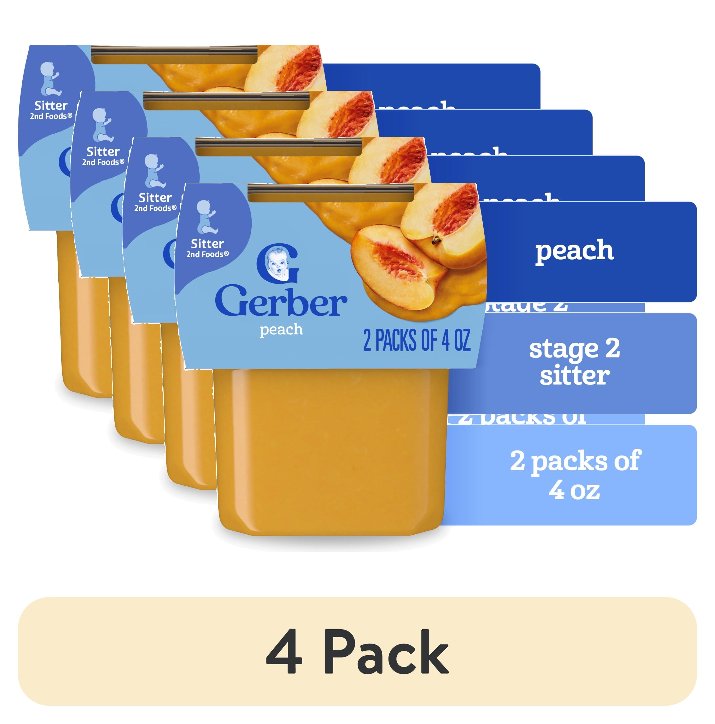 (4 pack) Gerber Stage 2 Baby Food, Peach Puree Tubs, Baby Puree, 2PK 8 ...