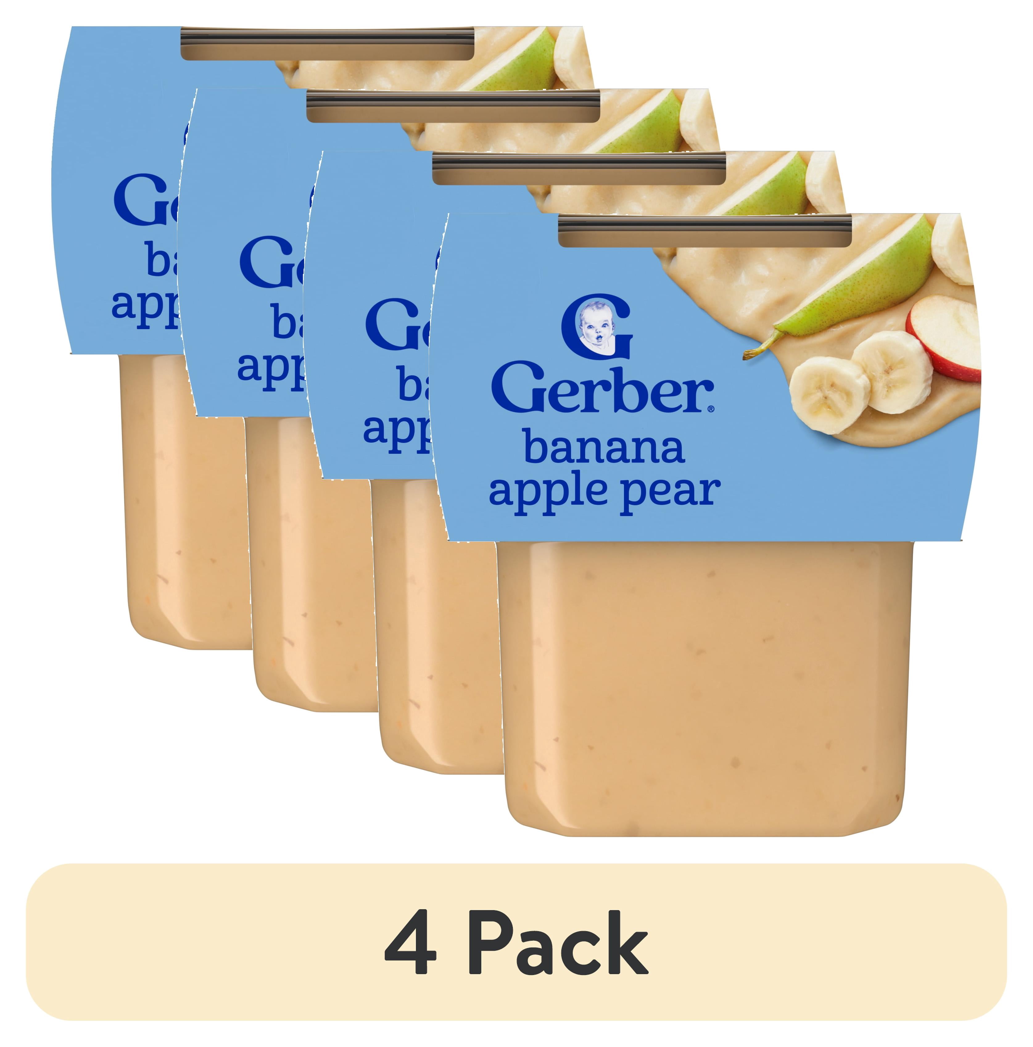 (4 pack) Gerber Stage 2 Baby Food, Banana Apple Pear Puree Tub, Baby ...