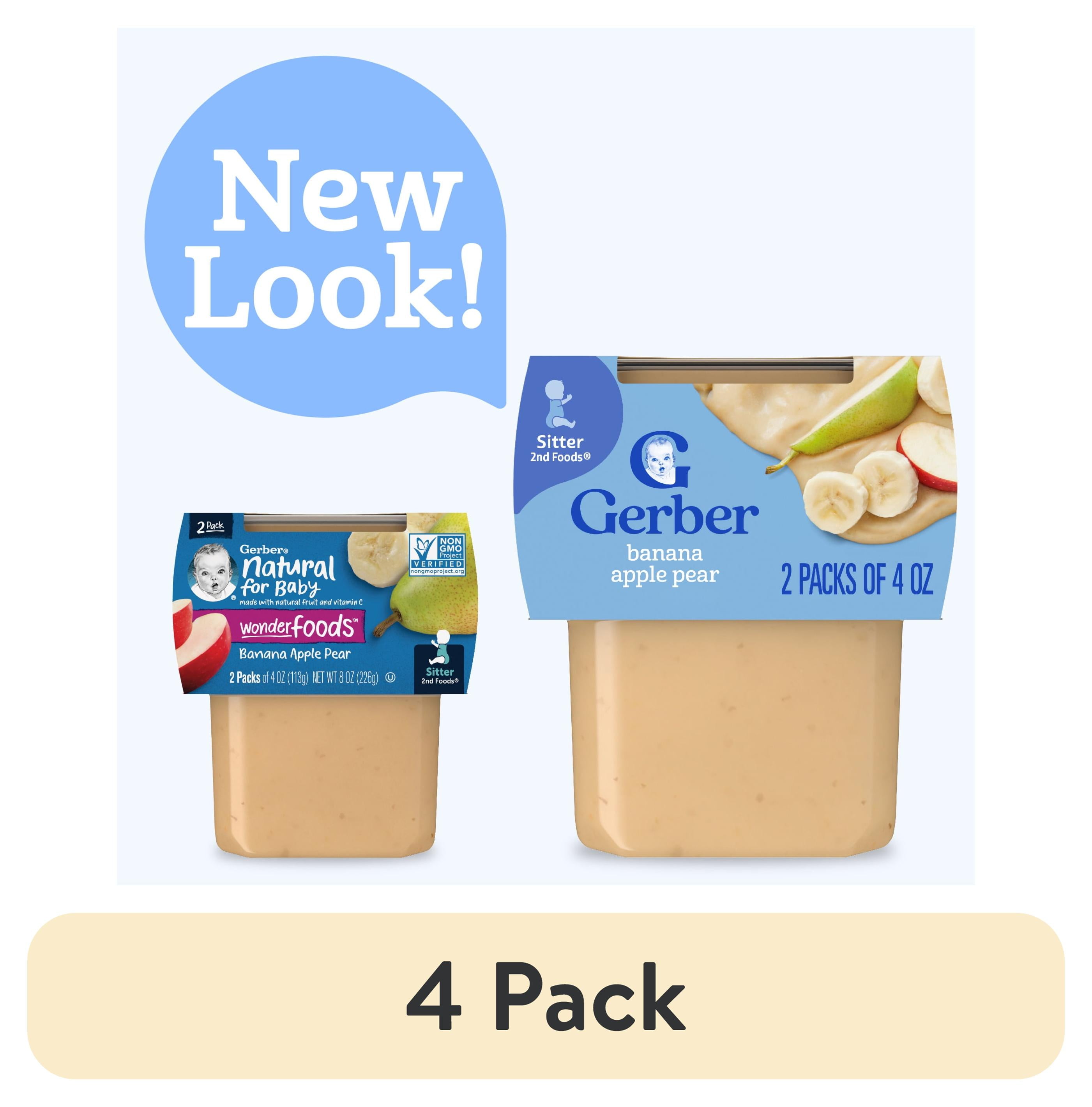 (4 pack) Gerber 2nd Foods Baby Food, WonderFoods Banana Apple Pear ...