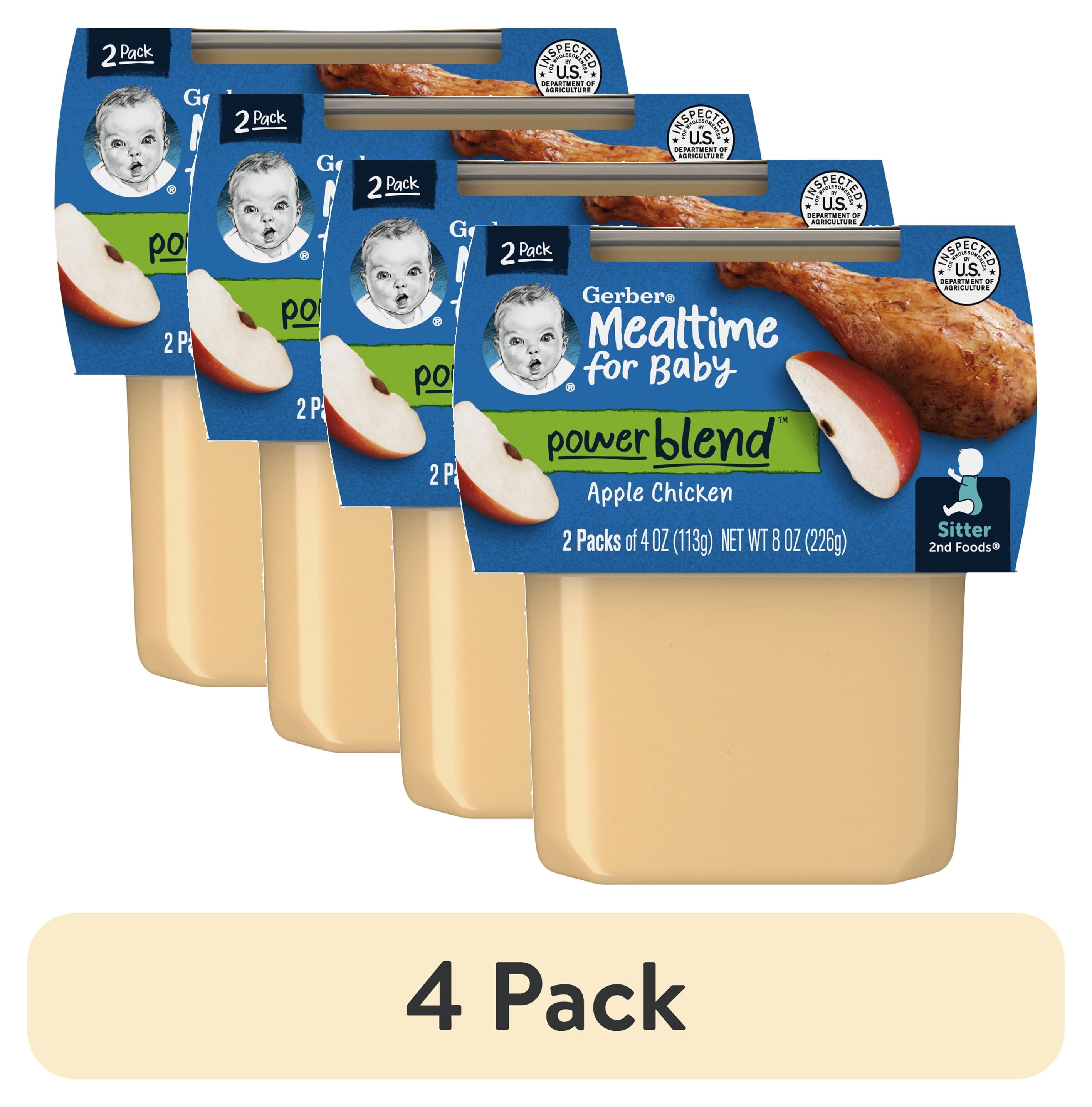 (4 pack) Gerber Stage 2 Baby Food, Apple Chicken Puree, 4 oz Tub (2 ...
