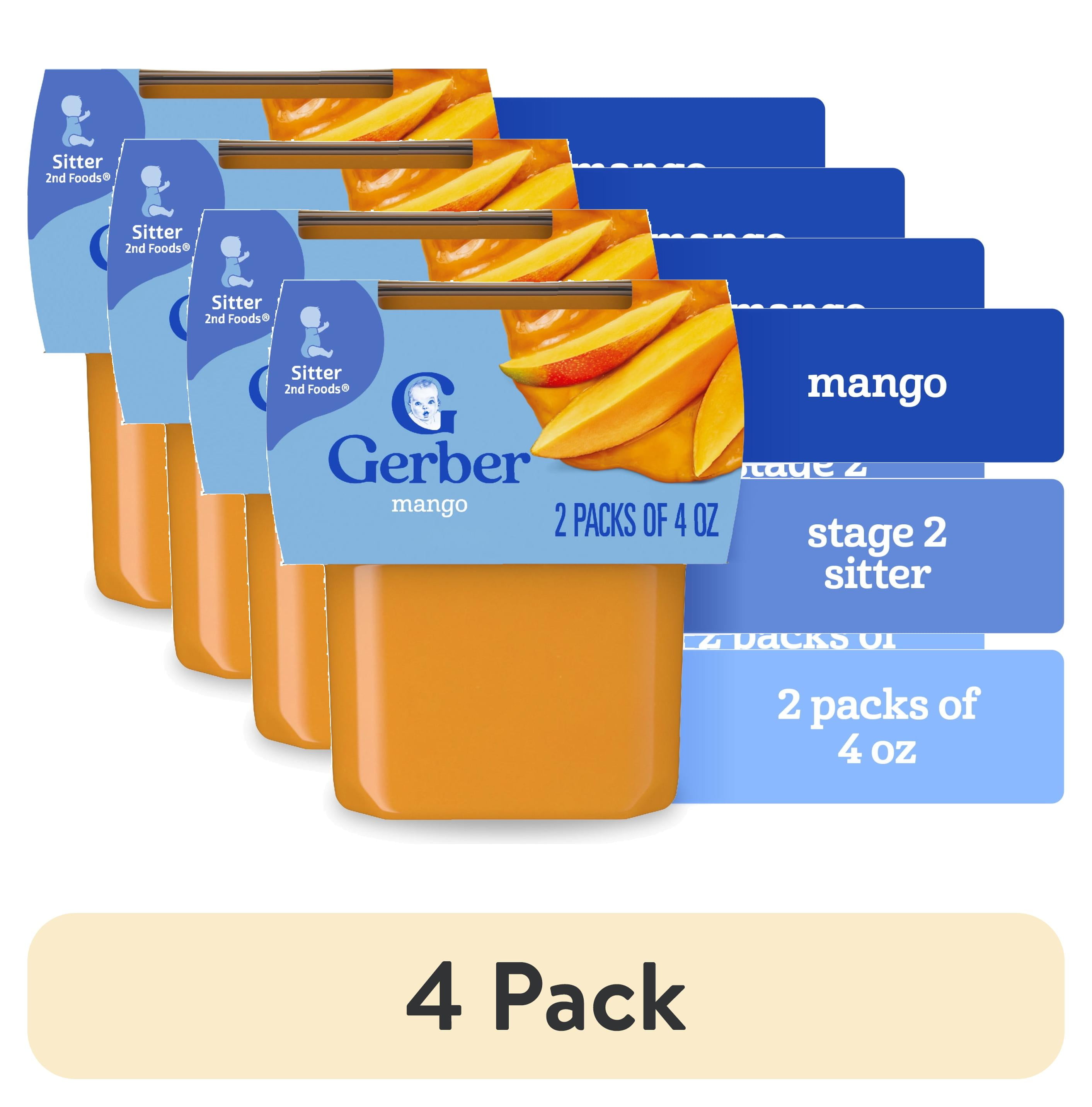 (4 pack) Gerber Stage 2 Baby Food, Mango Puree Tub, Baby Puree, 2PK 8 ...