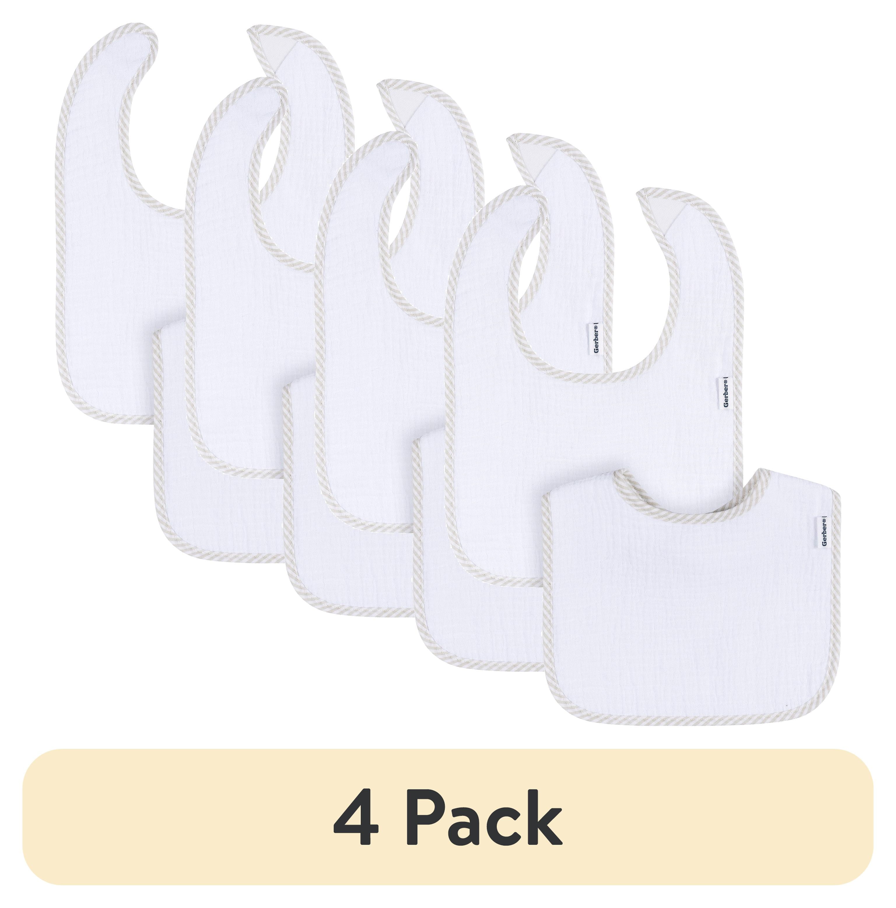 (4 pack) Gerber Baby Boys or Girls White Bibs, 2-Pack, One Size ...