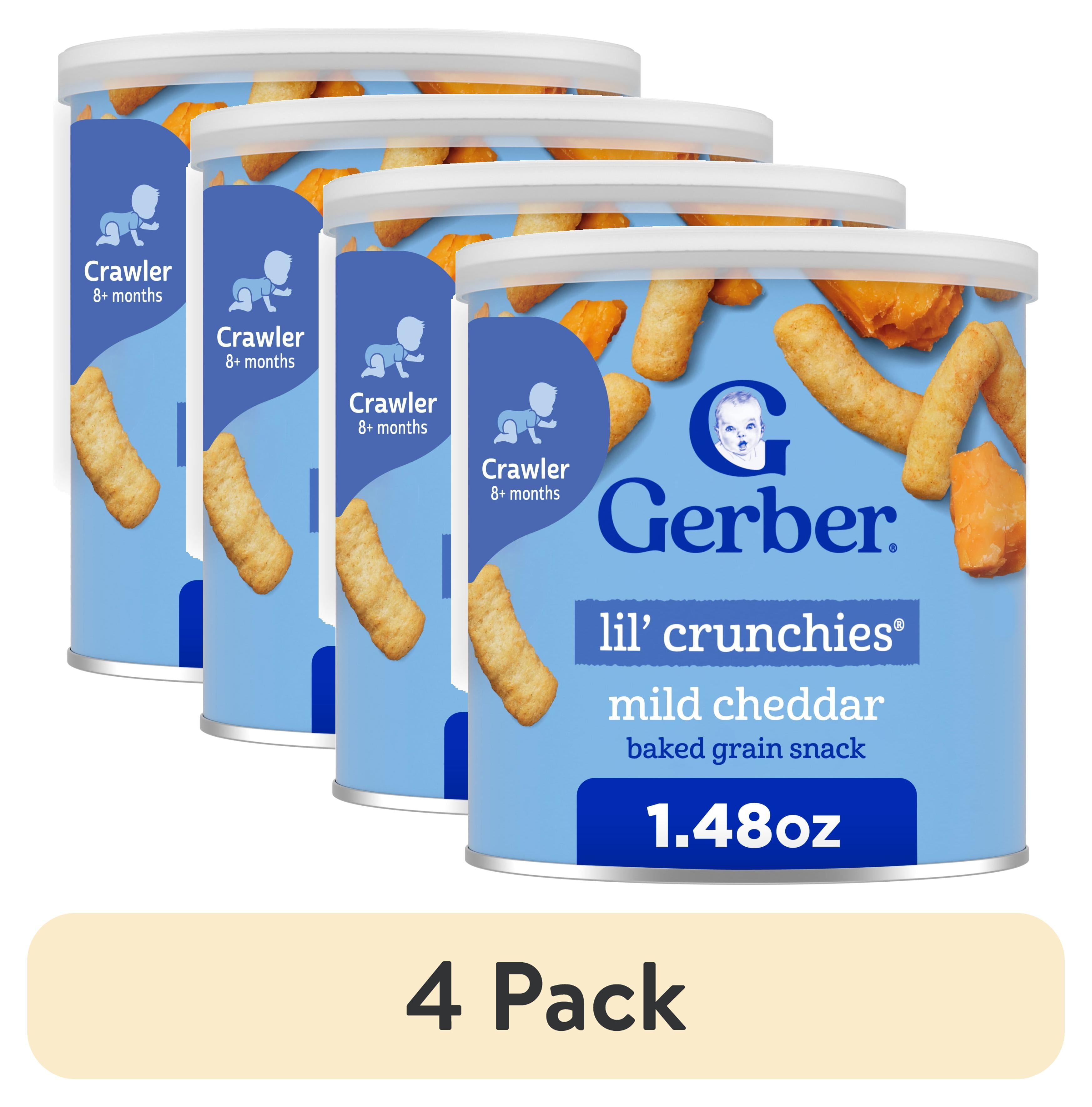 (4 pack) Gerber Stage 3 Baby Food, Mild Cheddar Crunchies Snacks, 1.48 ...