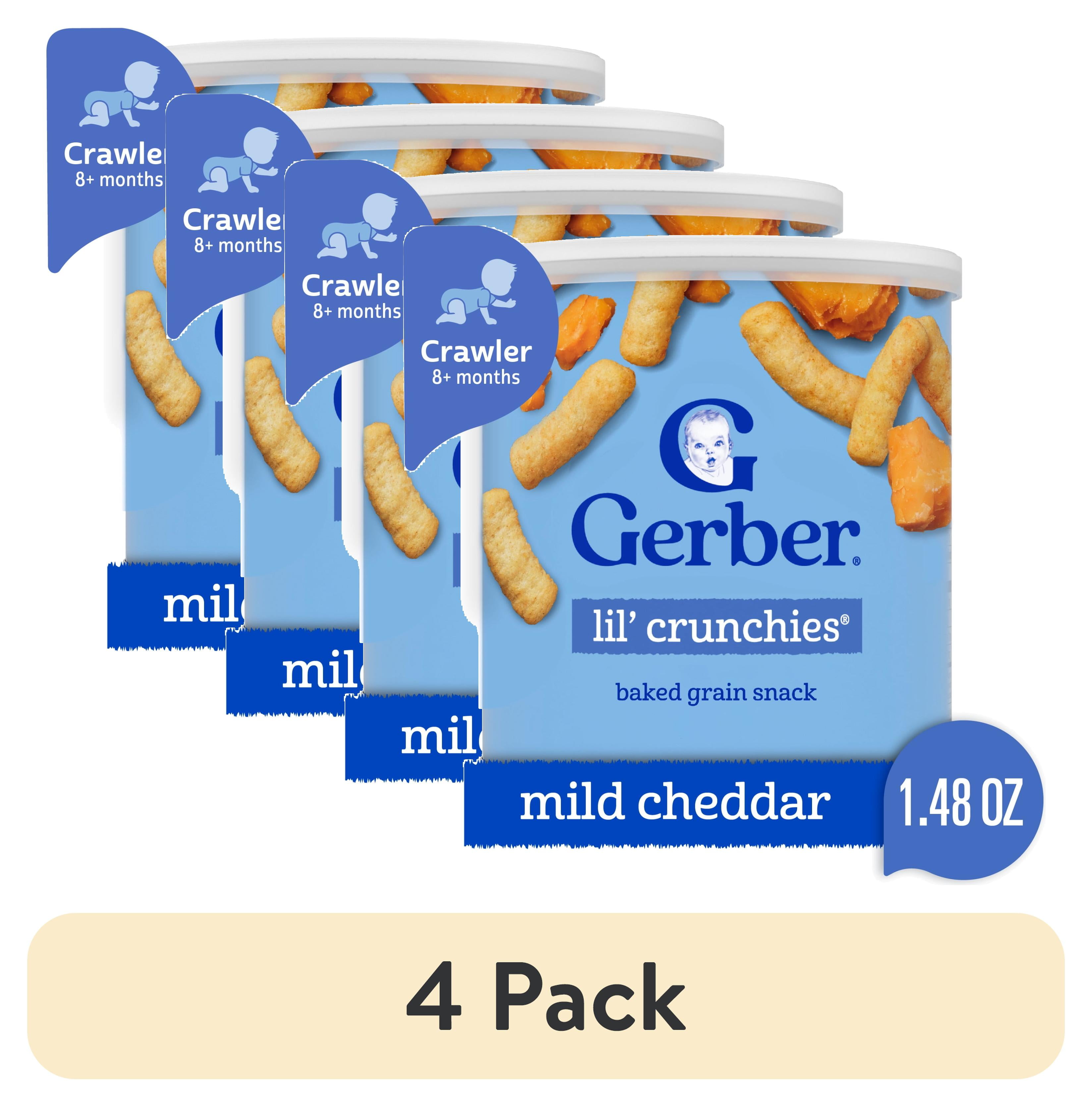 (4 pack) Gerber Stage 3 Baby Food Snacks, Mild Cheddar Lil' Crunchies ...