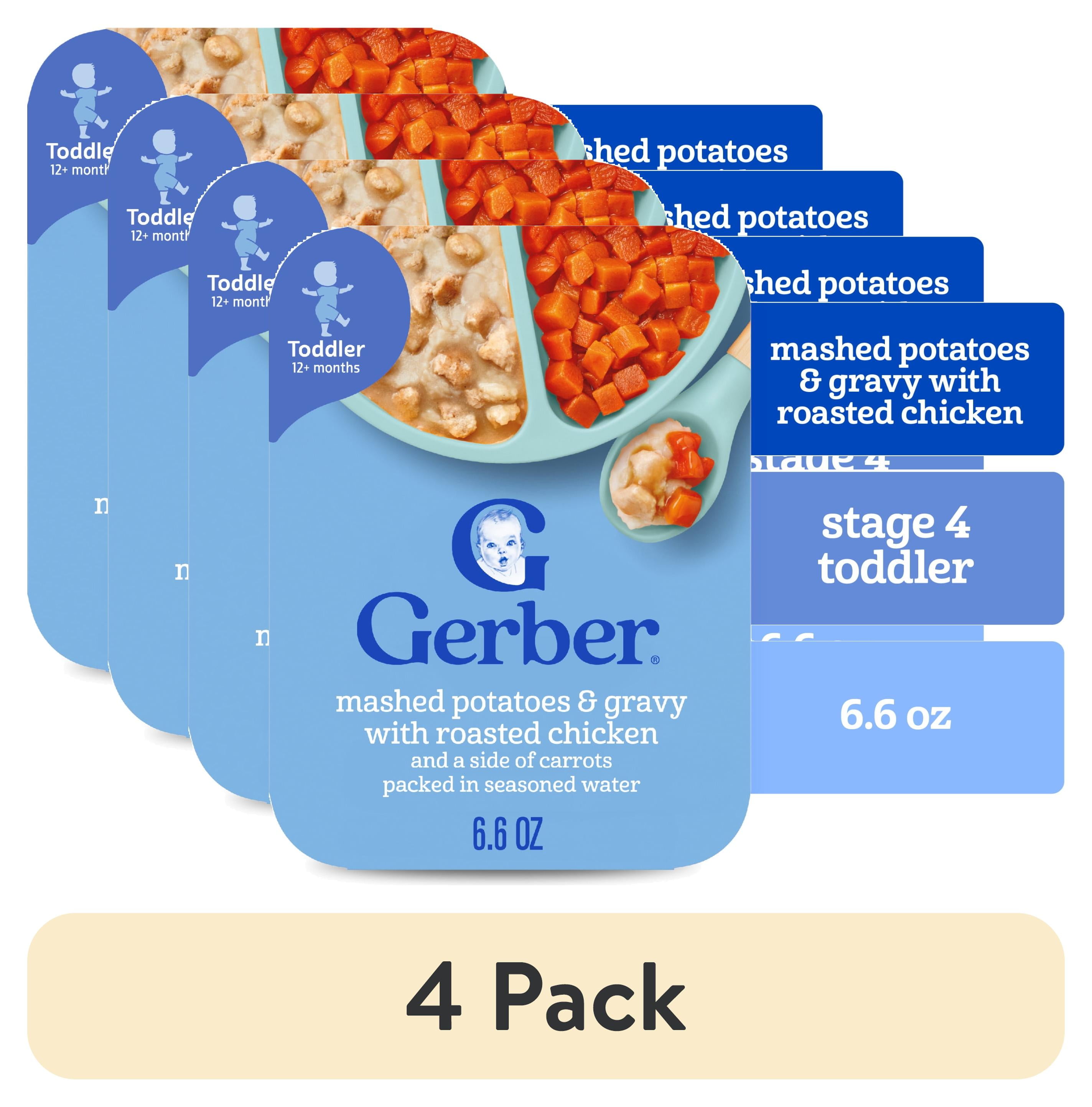 (4 pack) Gerber Toddler Food, Mashed Potatoes & Gravy with Chicken ...