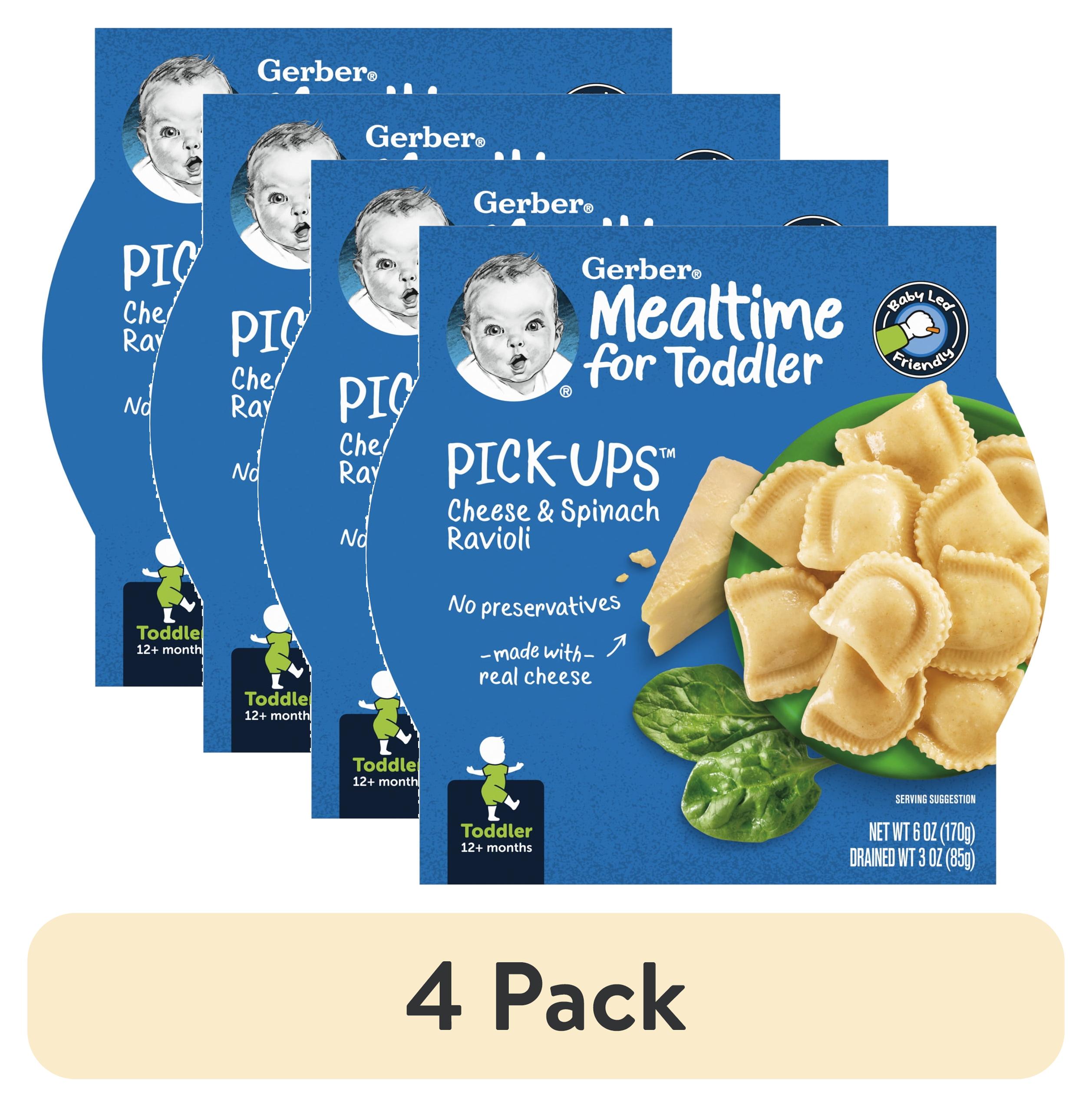 (4 pack) Gerber Mealtime for Toddler, Pick-Ups, Cheese & Spinach ...