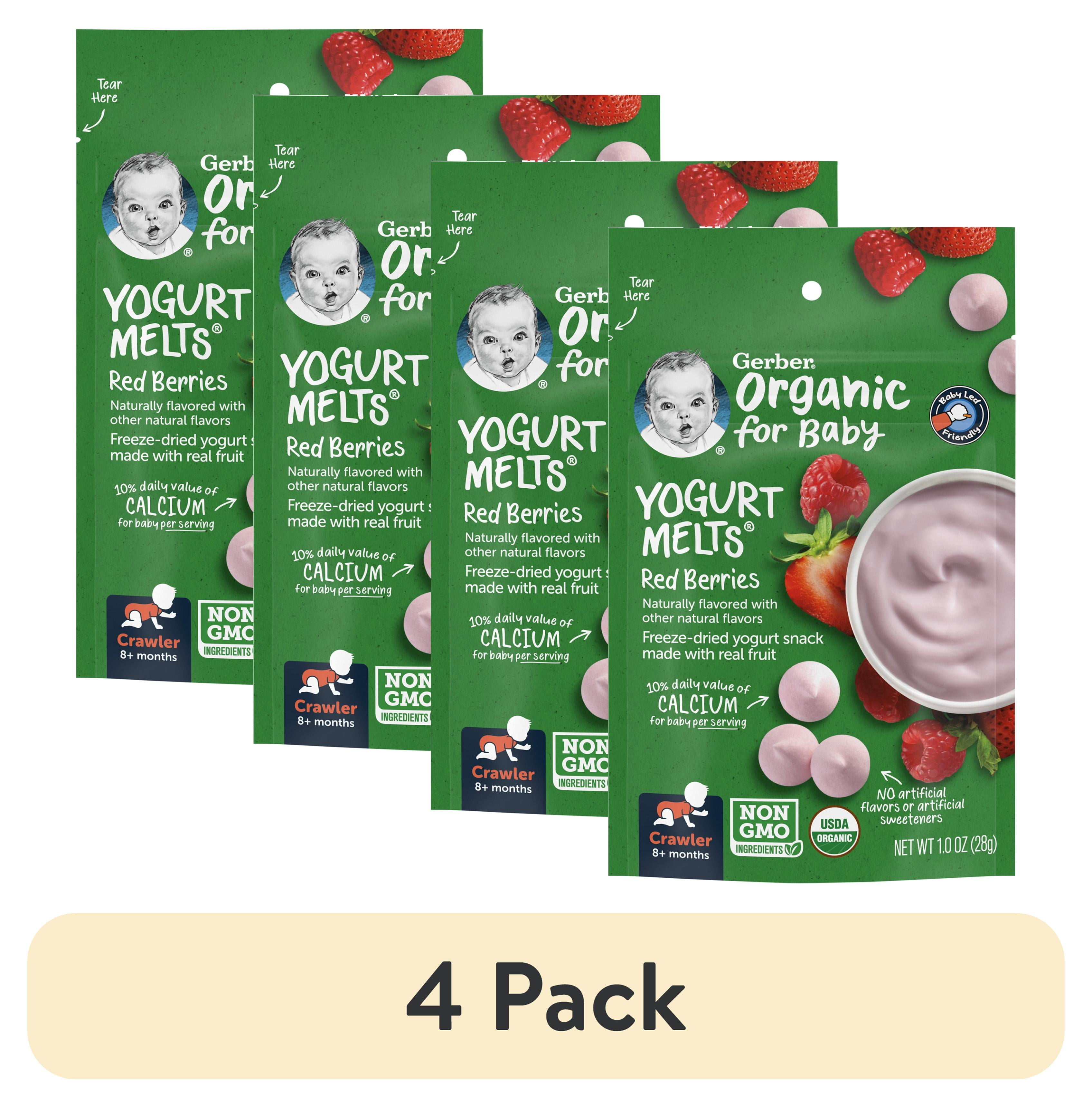 (4 pack) Gerber Organic Stage 3 Baby Food, Red Berries Yogurt Melts, 1 ...