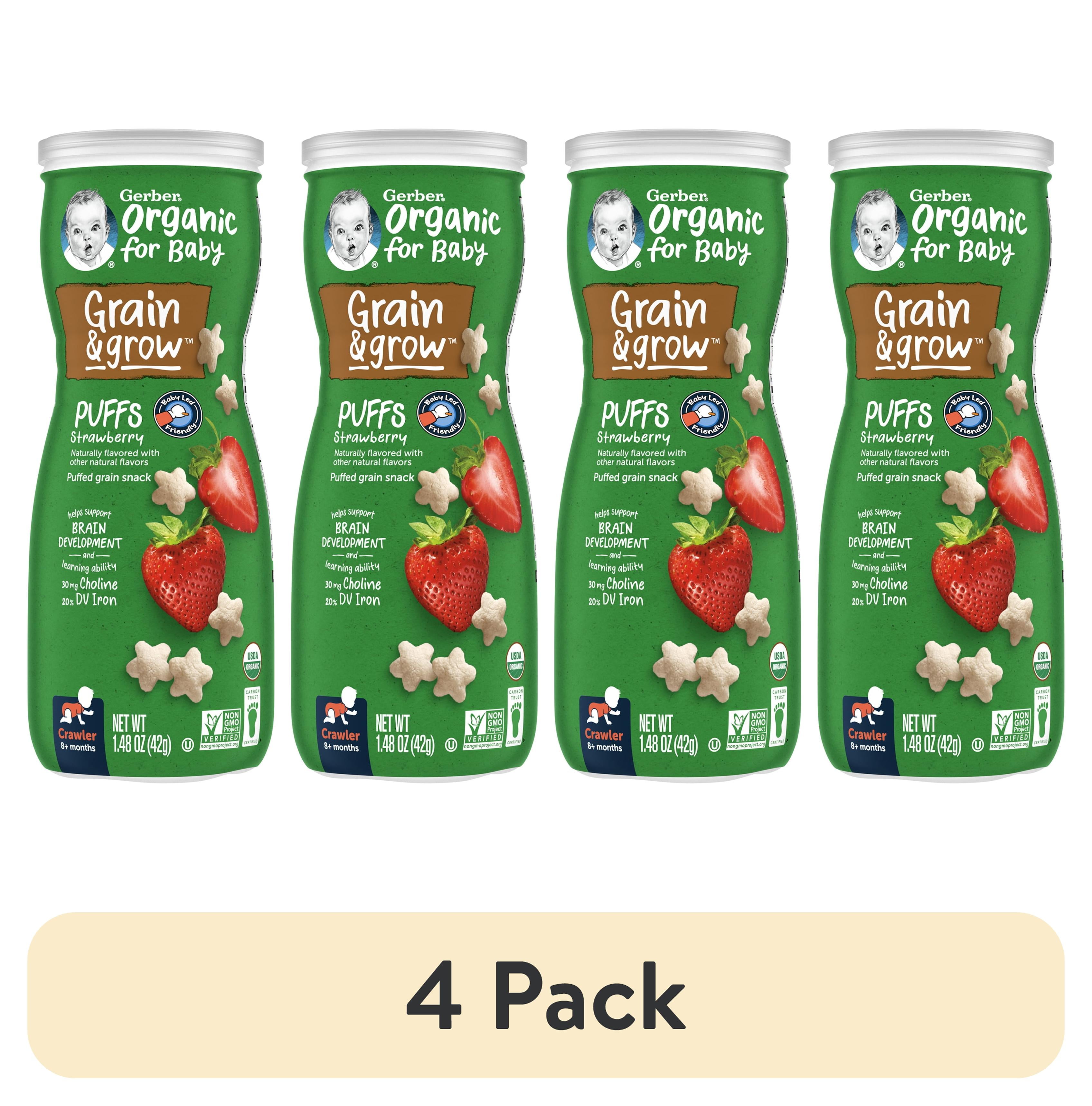 (4 pack) Gerber Organic Stage 3 Baby Food, Strawberry Puffs, 1.48 Ounce - Walmart.com
