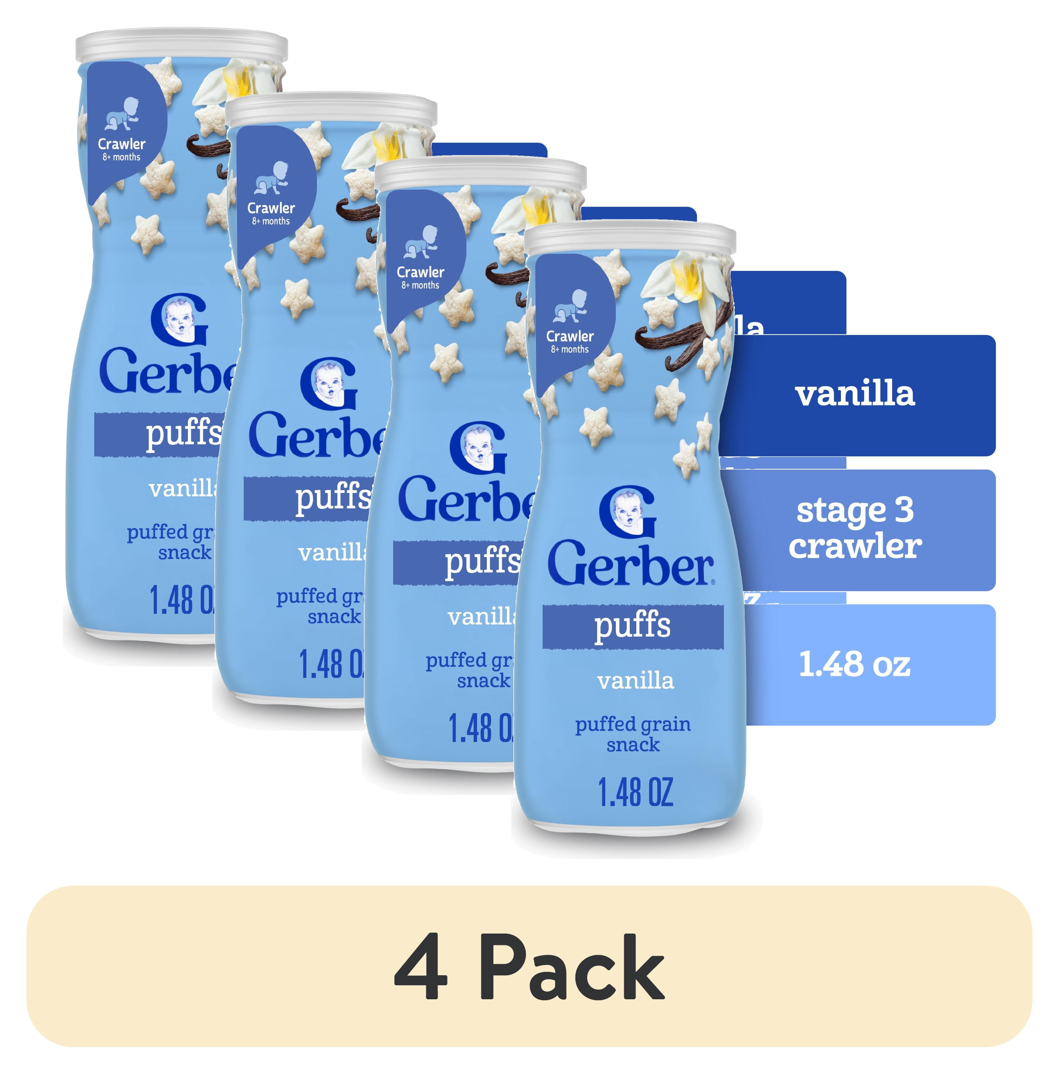 (4 pack) Gerber Snacks for Baby Grain & Grow Puffs, Vanilla, 1.48 oz ...