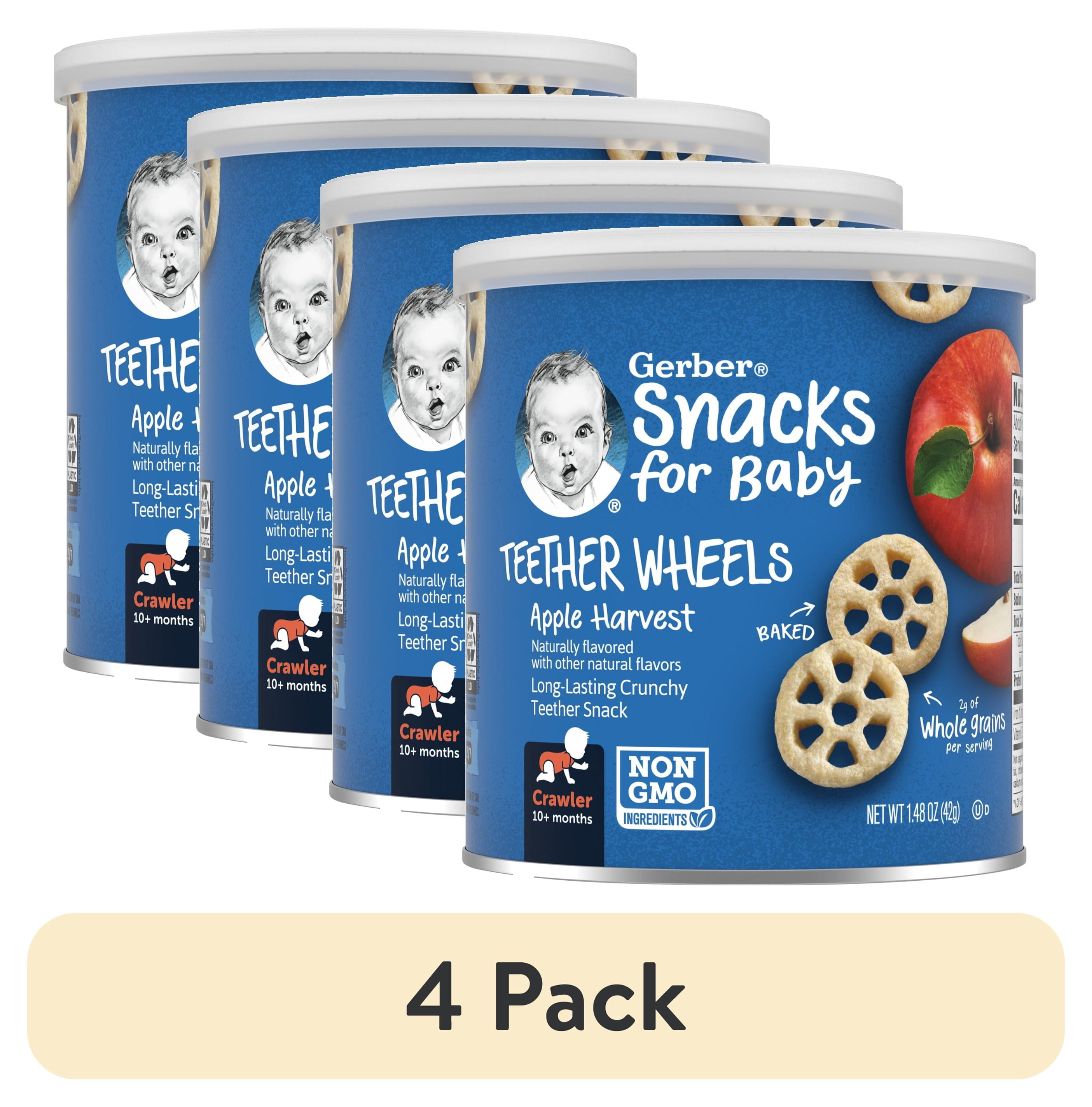 (4 pack) Gerber Snacks for Baby Teether Wheels, Apple Harvest, 1.48 oz ...