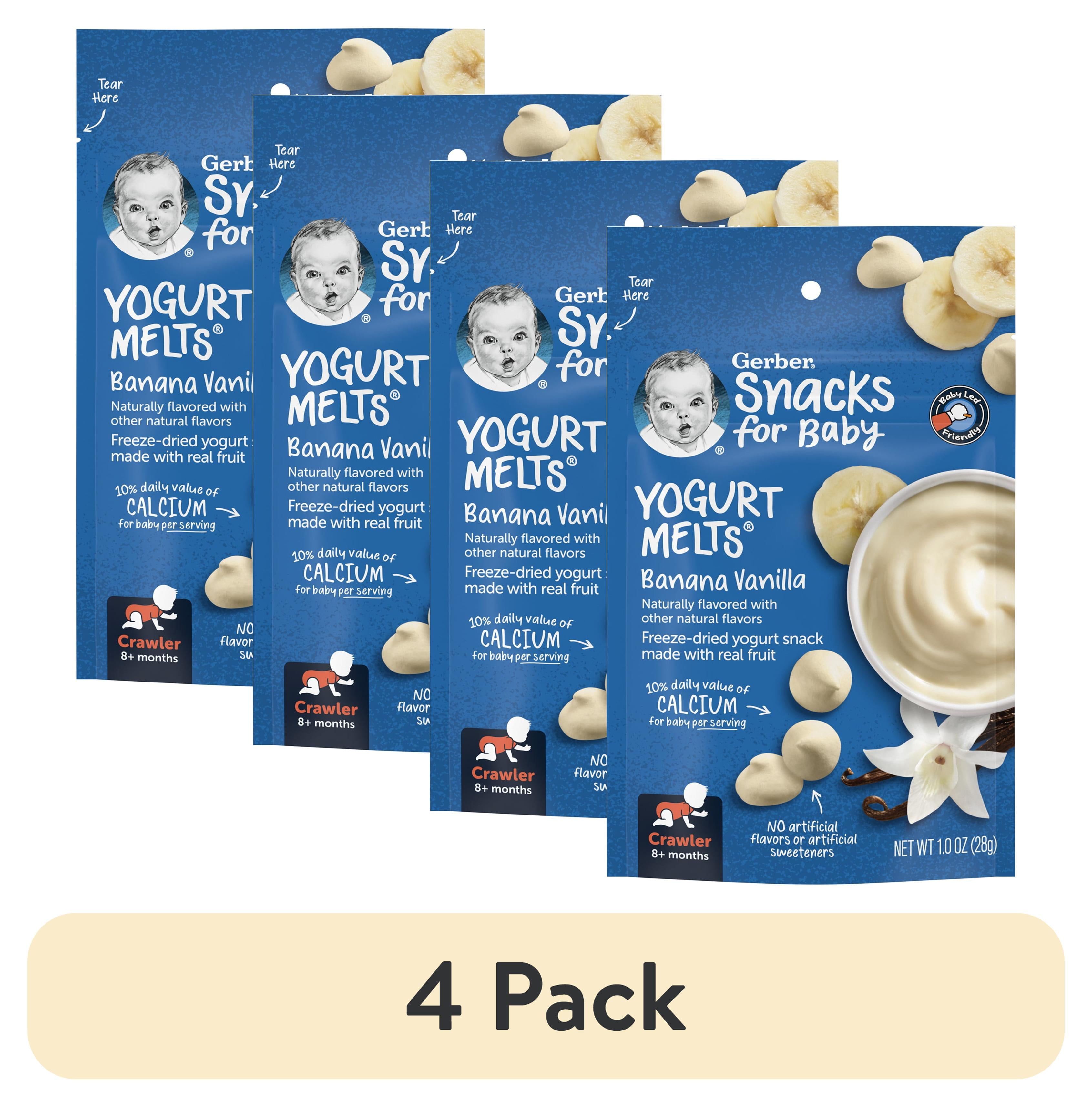 (4 pack) Gerber Snacks for Baby Yogurt Melts Banana Vanilla Freeze ...