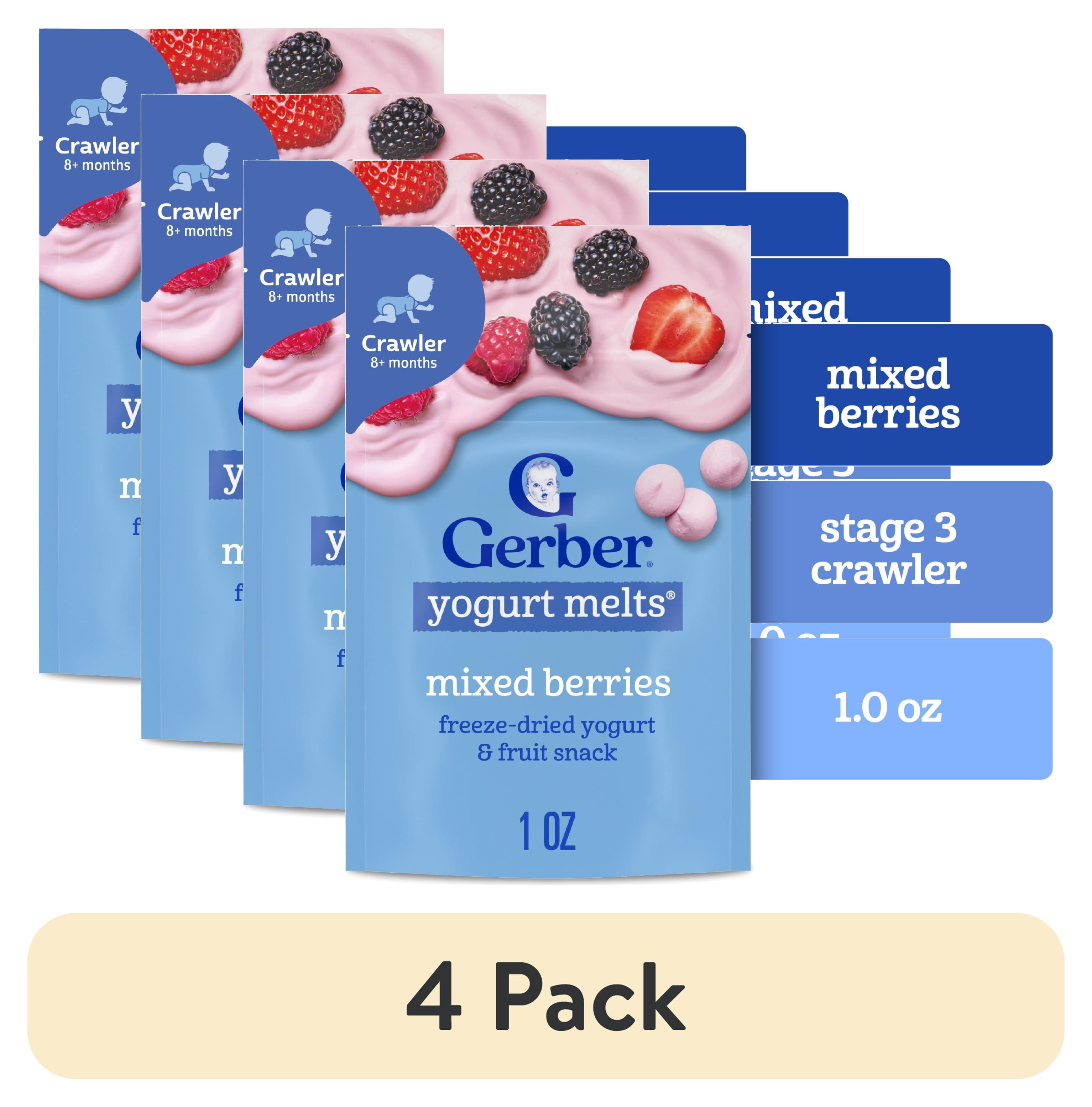 (4 pack) Gerber Stage 3 Baby Food Snacks, Mixed Berries Yogurt Melts ...