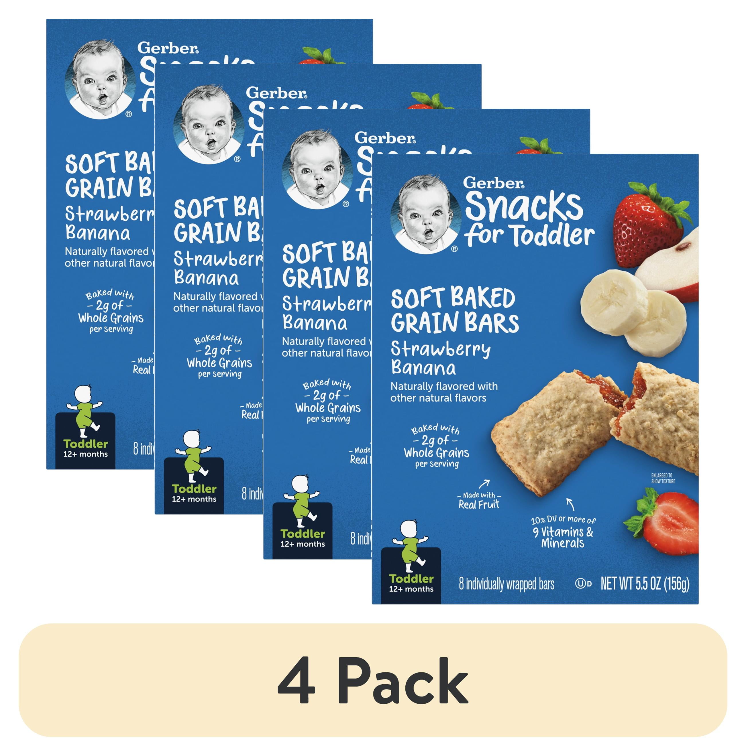 (4 pack) Gerber Soft Baked Grain Bars Strawberry Banana Toddler Food ...