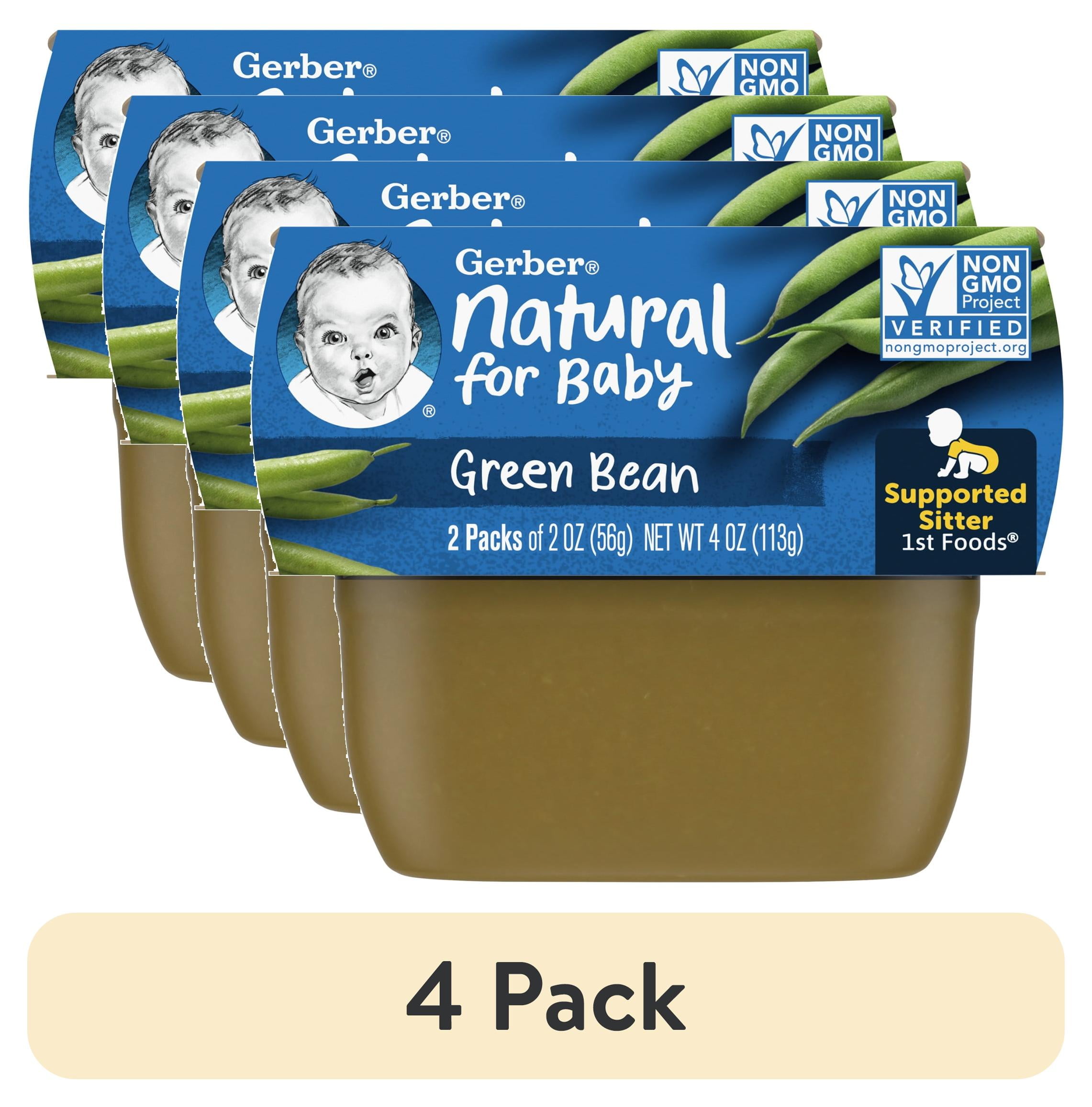 (4 pack) Gerber Stage 1 Baby Food, Green Bean, 2 oz Tubs (2 Pack ...