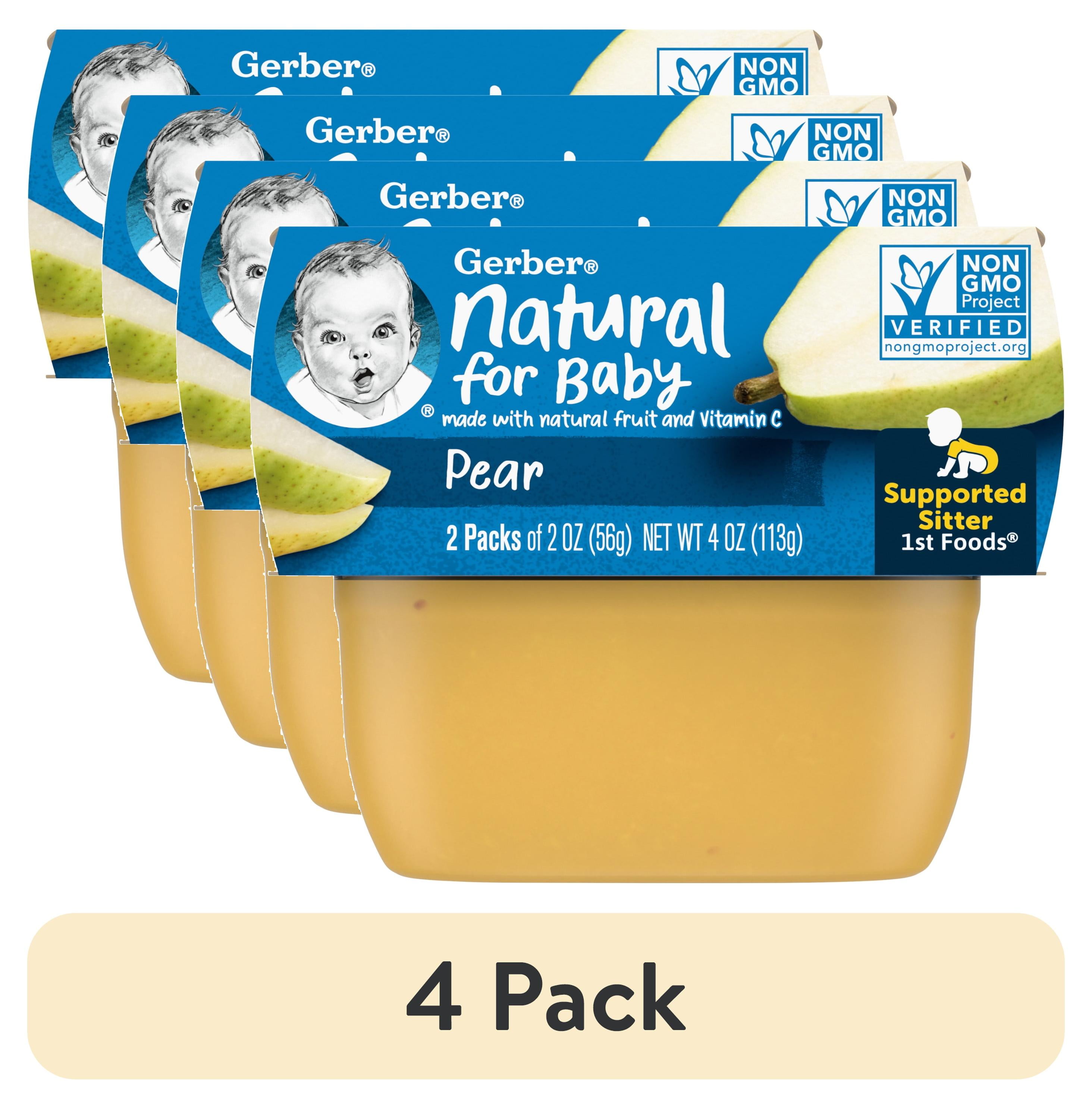 (4 pack) Gerber Stage 1 Baby Food Pear Puree, 2 oz Tubs (2 Pack ...
