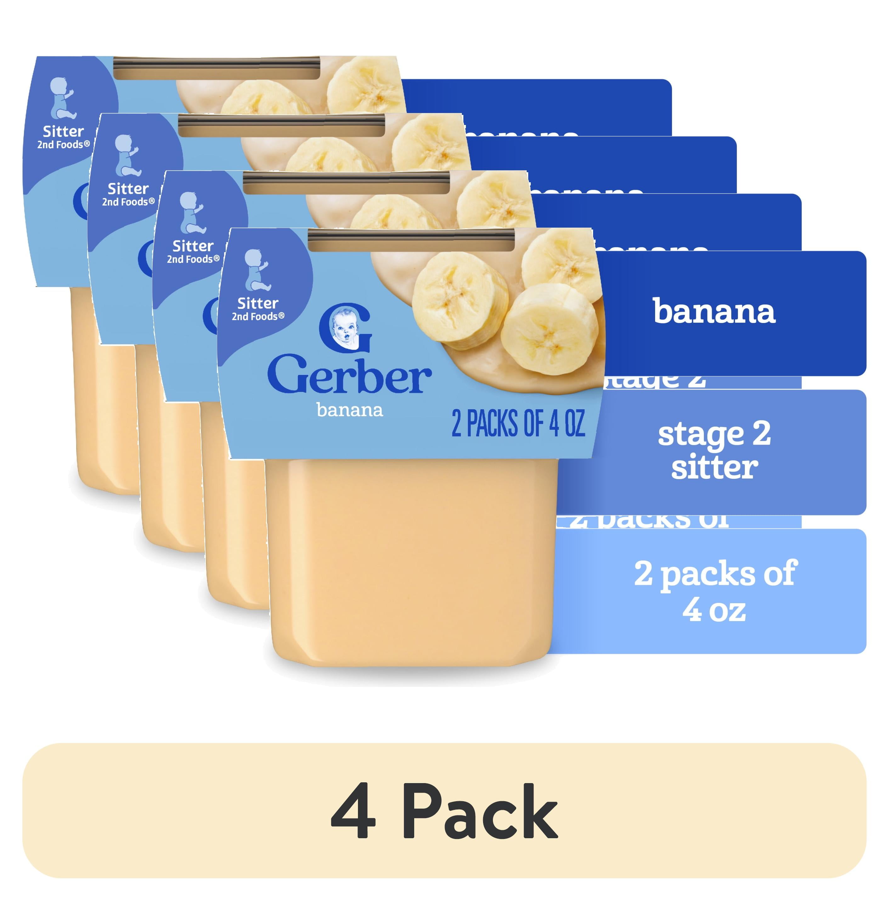 (4 pack) Gerber Stage 2 Baby Food, Banana Puree Tubs, Baby Puree, 2PK 8 ...