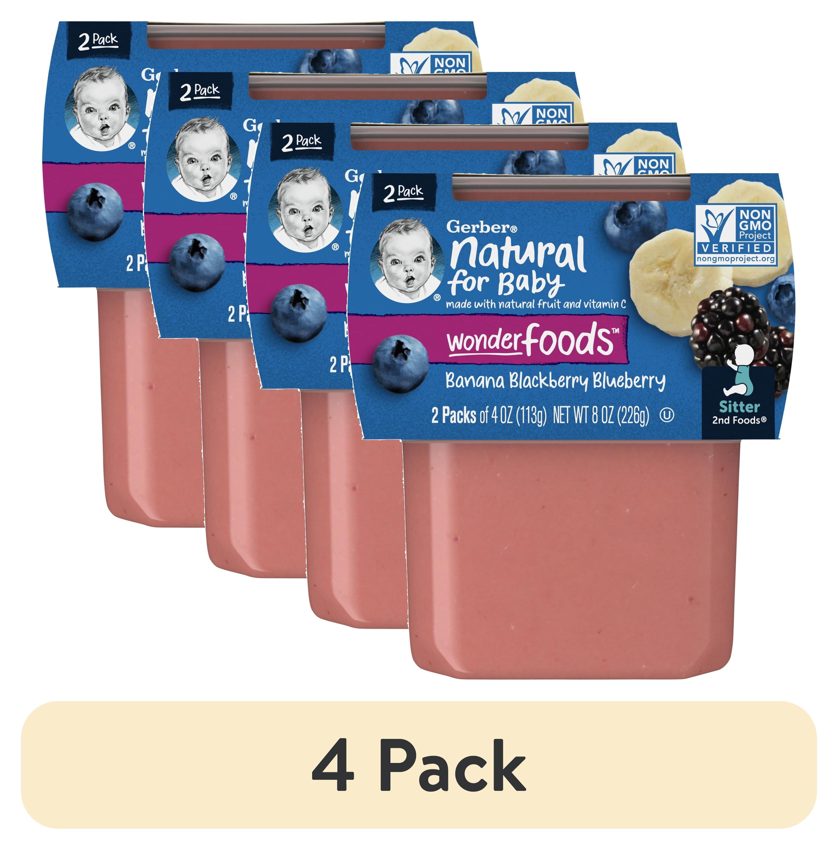 (4 pack) Gerber 2nd Foods Baby Food, Banana Blackberry Blueberry, 4 oz ...
