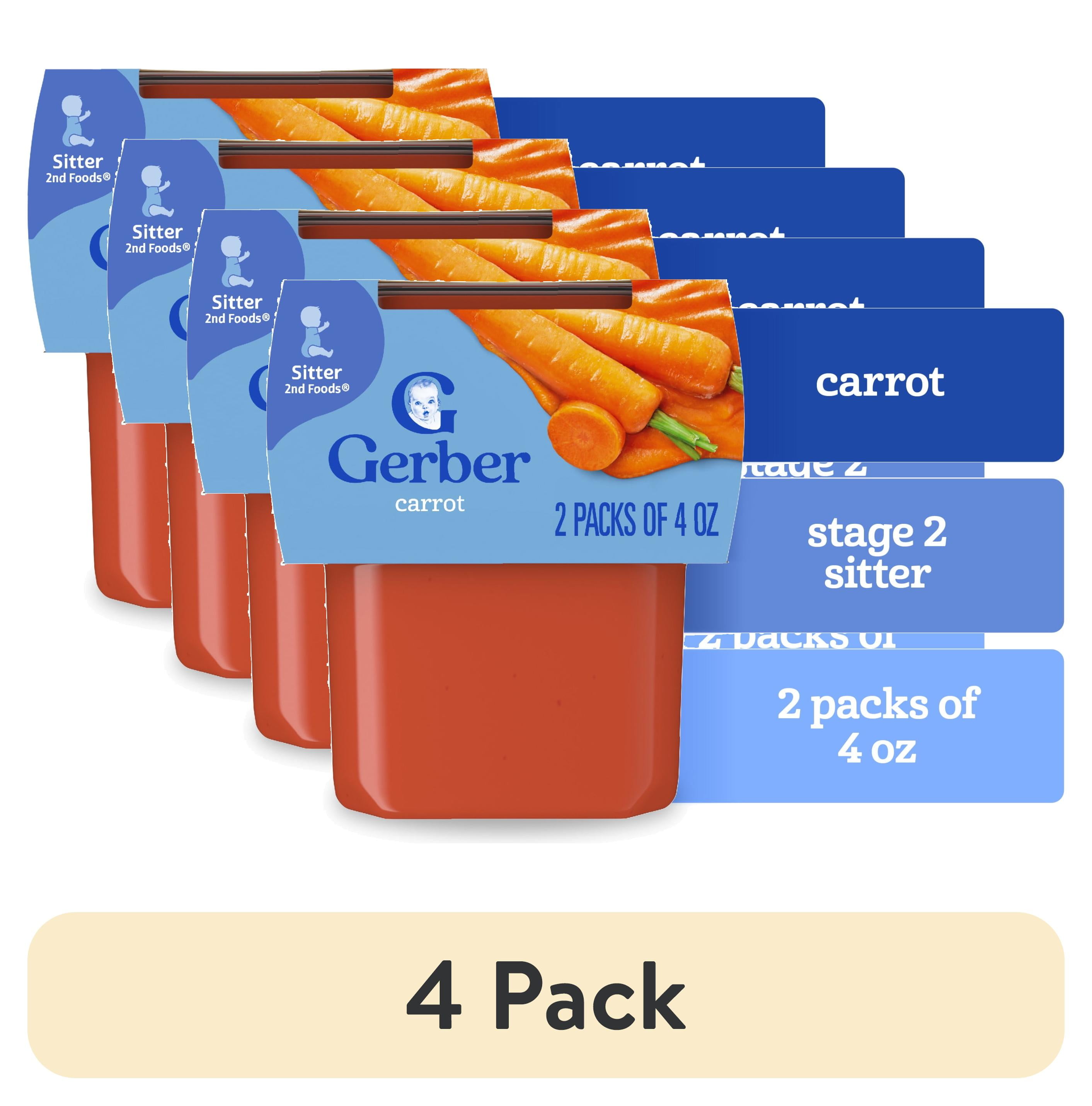 (4 pack) Gerber Stage 2 Baby Food, Carrot Puree Tubs, Baby Puree, 2PK 8 ...