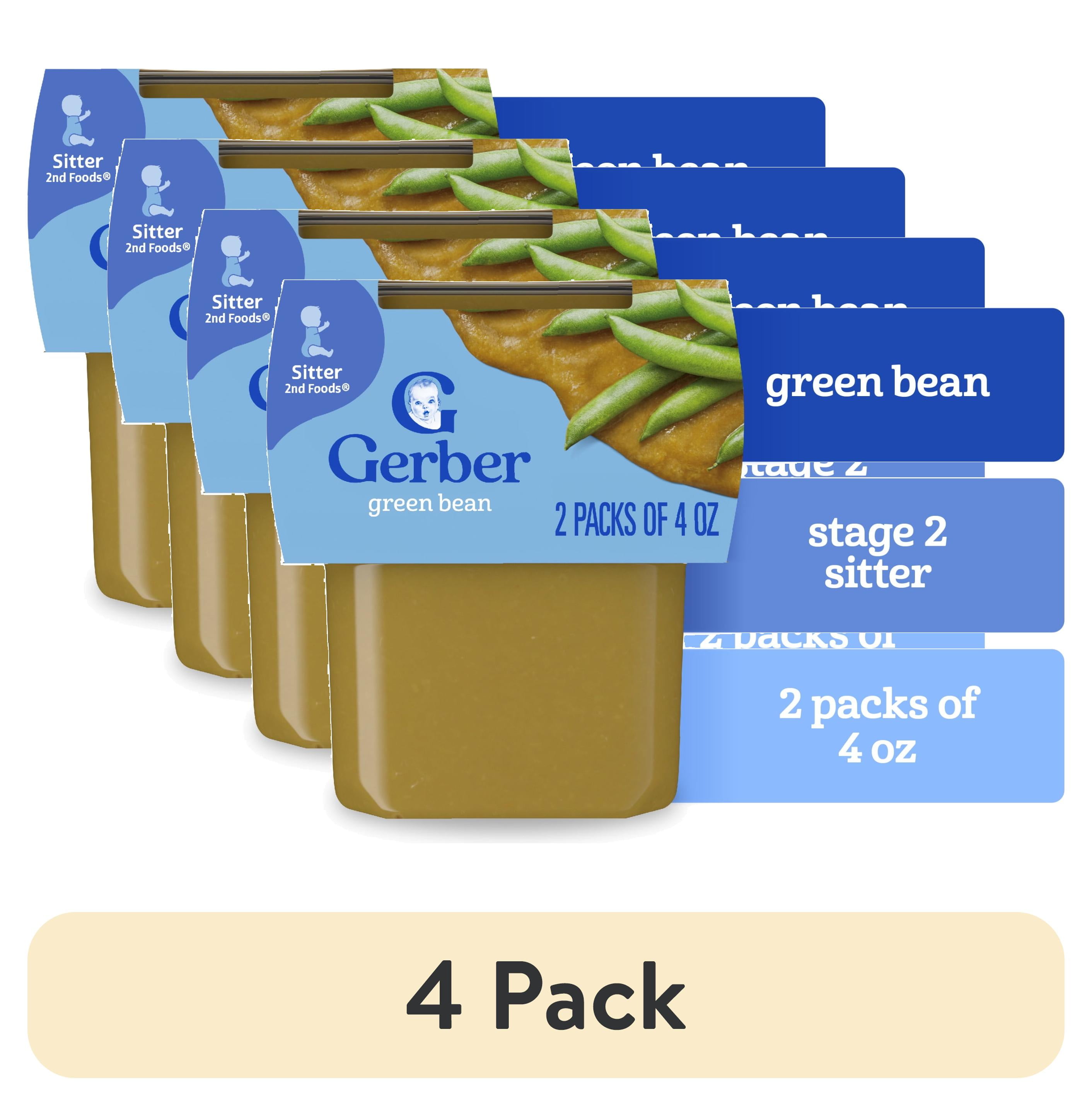 (4 pack) Gerber Stage 2 Baby Food, Green Beans Puree Tubs, Baby Puree ...