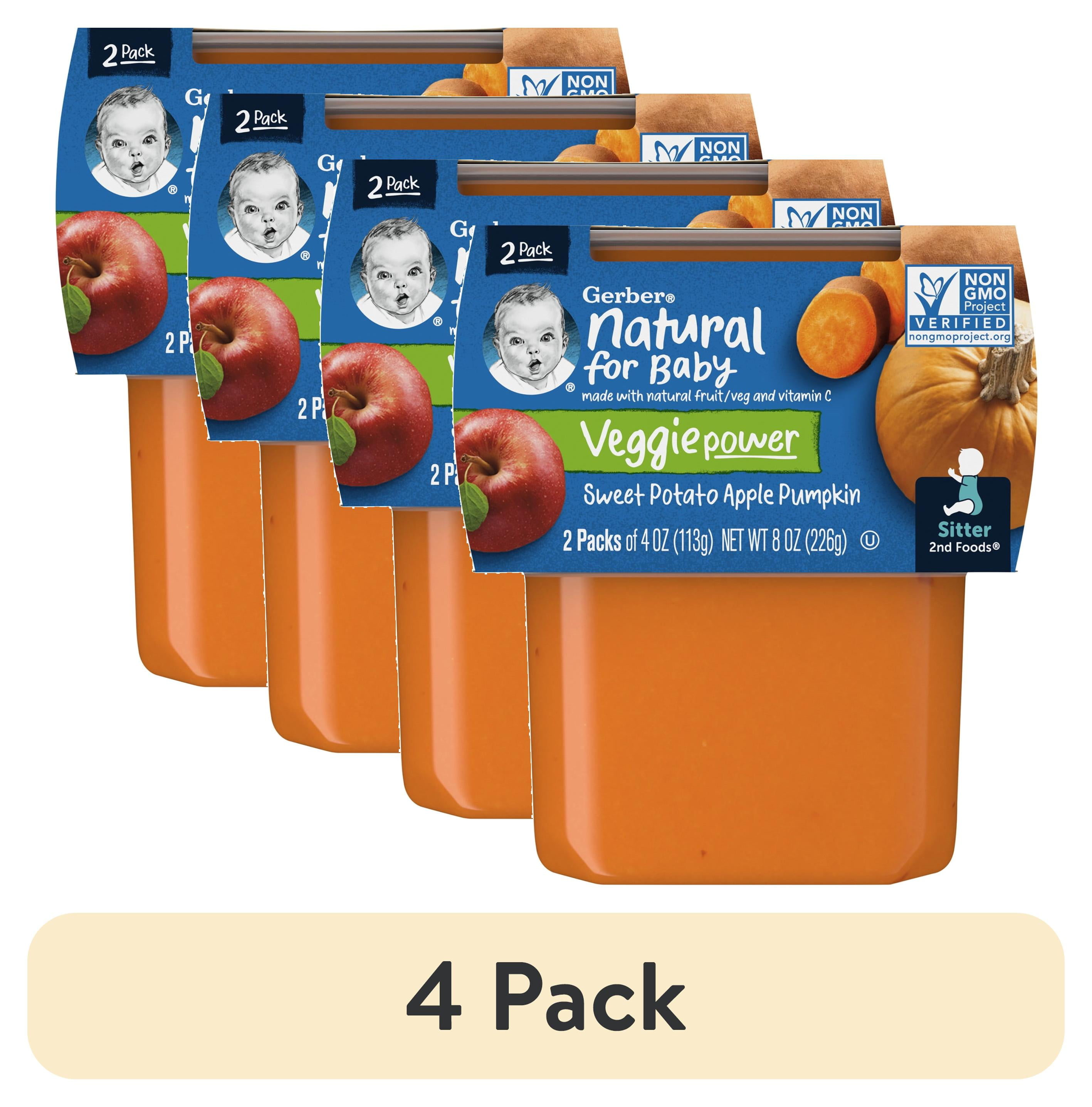 (4 pack) Gerber Stage 2 Baby Food, Sweet Potato Apple Pumpkin, 4 oz ...