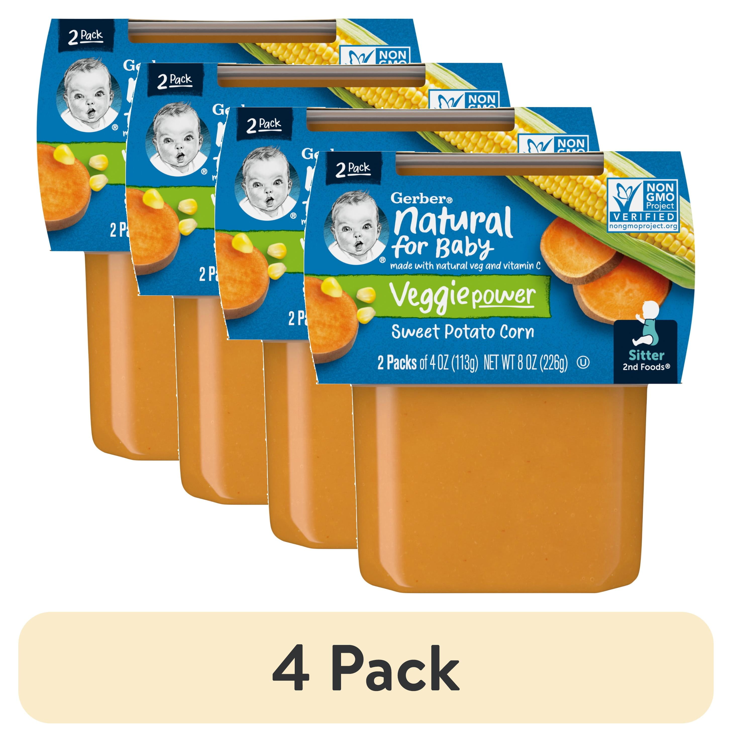 (4 pack) Gerber Stage 2 Baby Food, Sweet Potato Corn, 4 oz Tubs (2 Pack ...