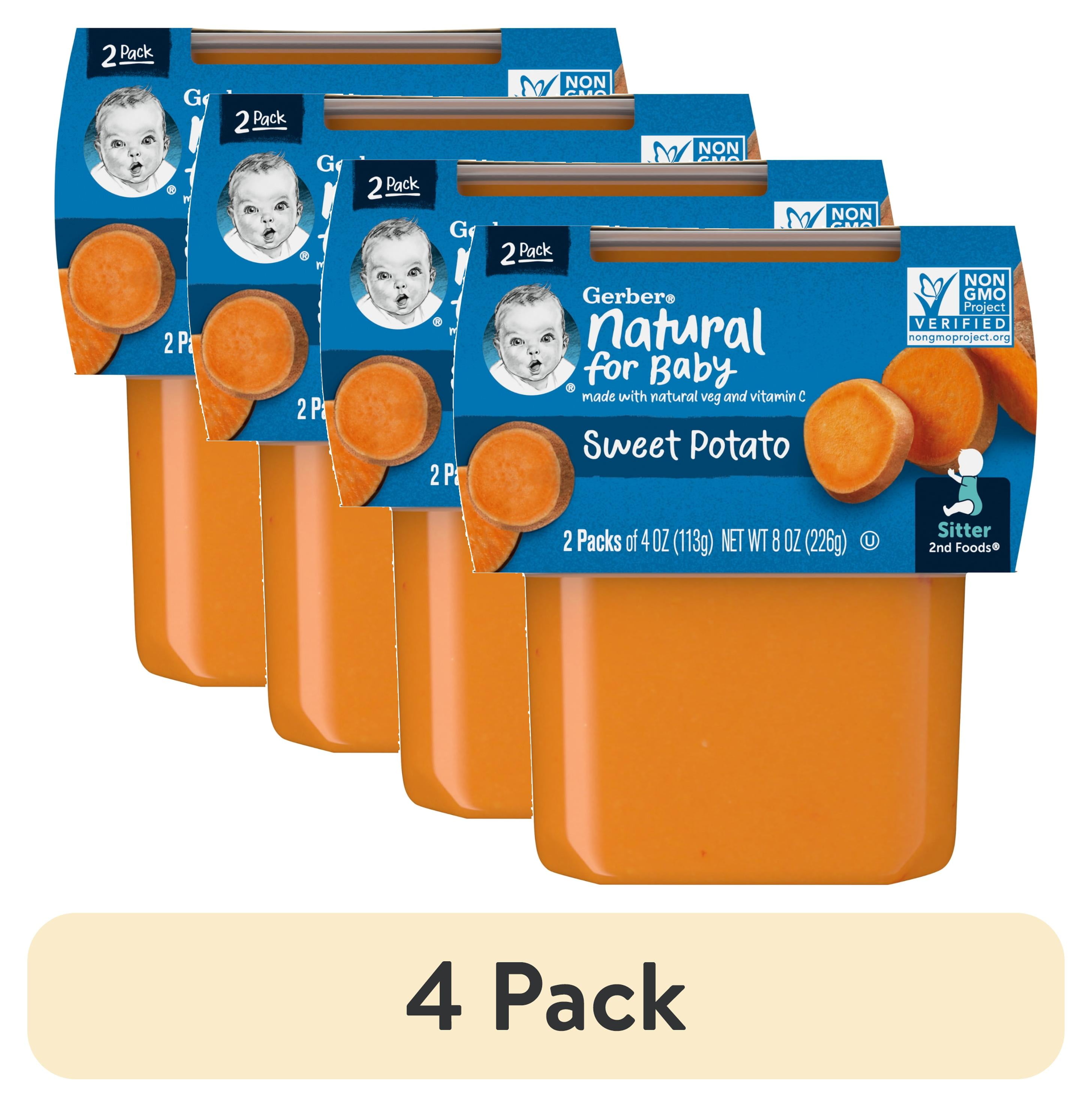 (4 pack) Gerber Stage 2 Baby Food, Sweet Potato Puree, 4 oz Tubs (2 ...