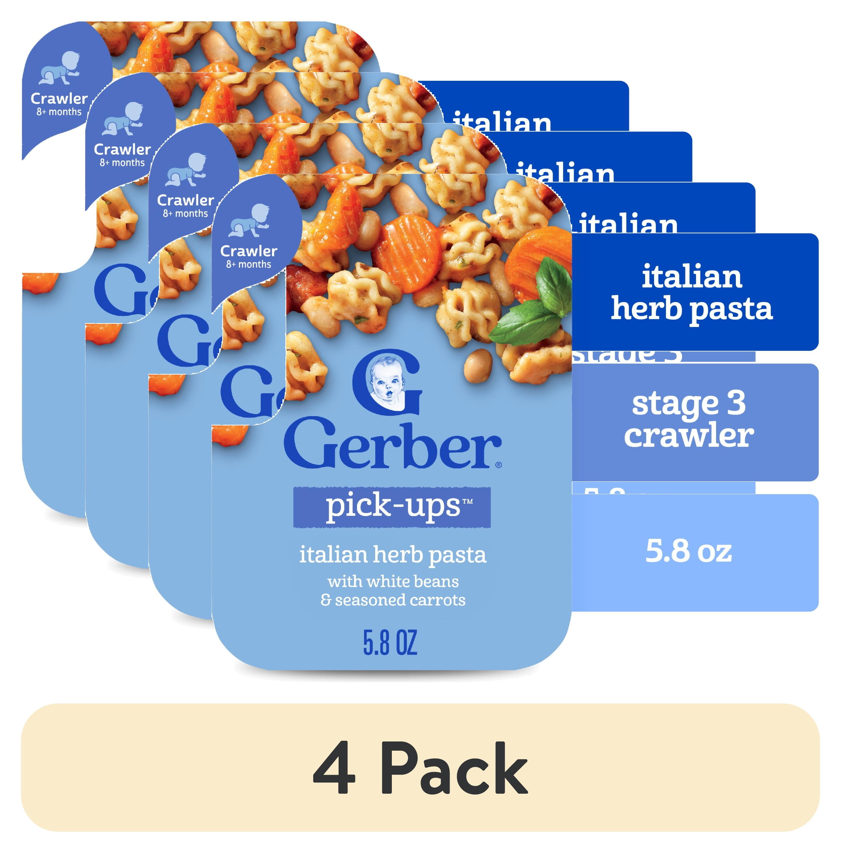 (4 pack) Gerber Stage 3 Baby Food, Italian Herb Pasta, Pick-Ups, Baby ...