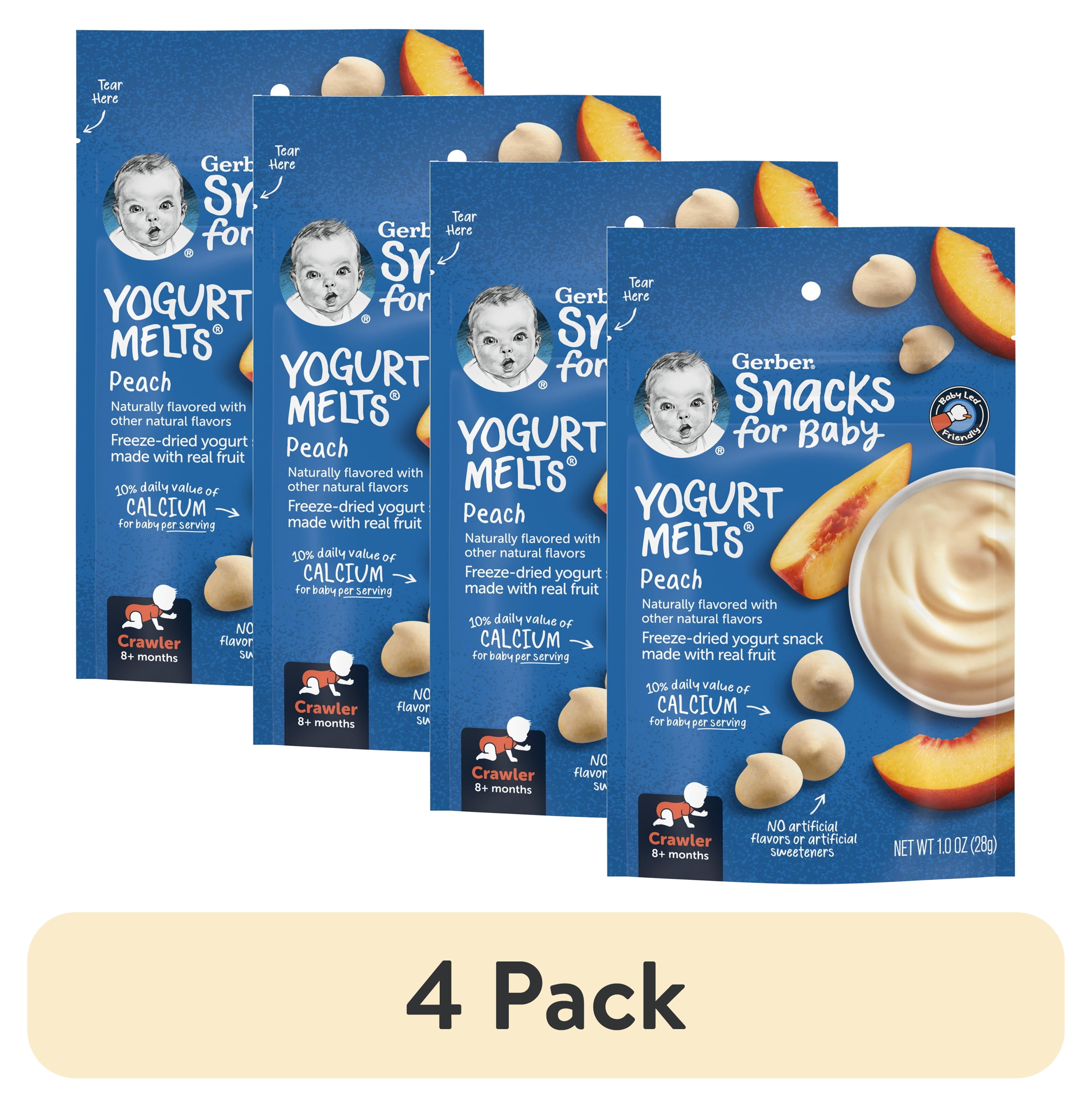 (4 pack) Gerber Stage 3 Baby Food Snacks, Peach Yogurt Melts, 1 oz Bag ...