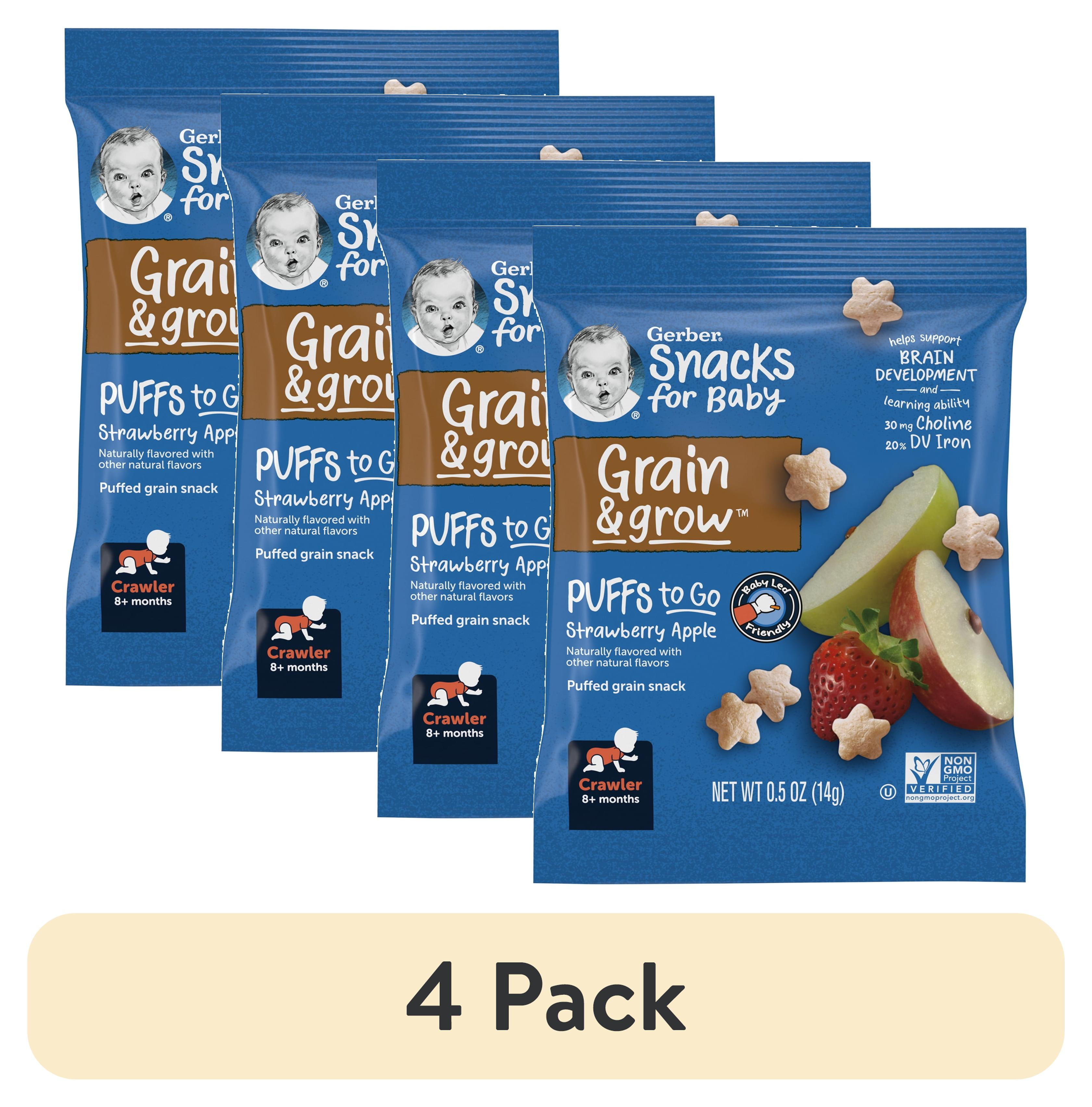 (4 pack) Gerber Stage 3 Baby Food, Strawberry Apple Puff Snack, 0.5 oz ...