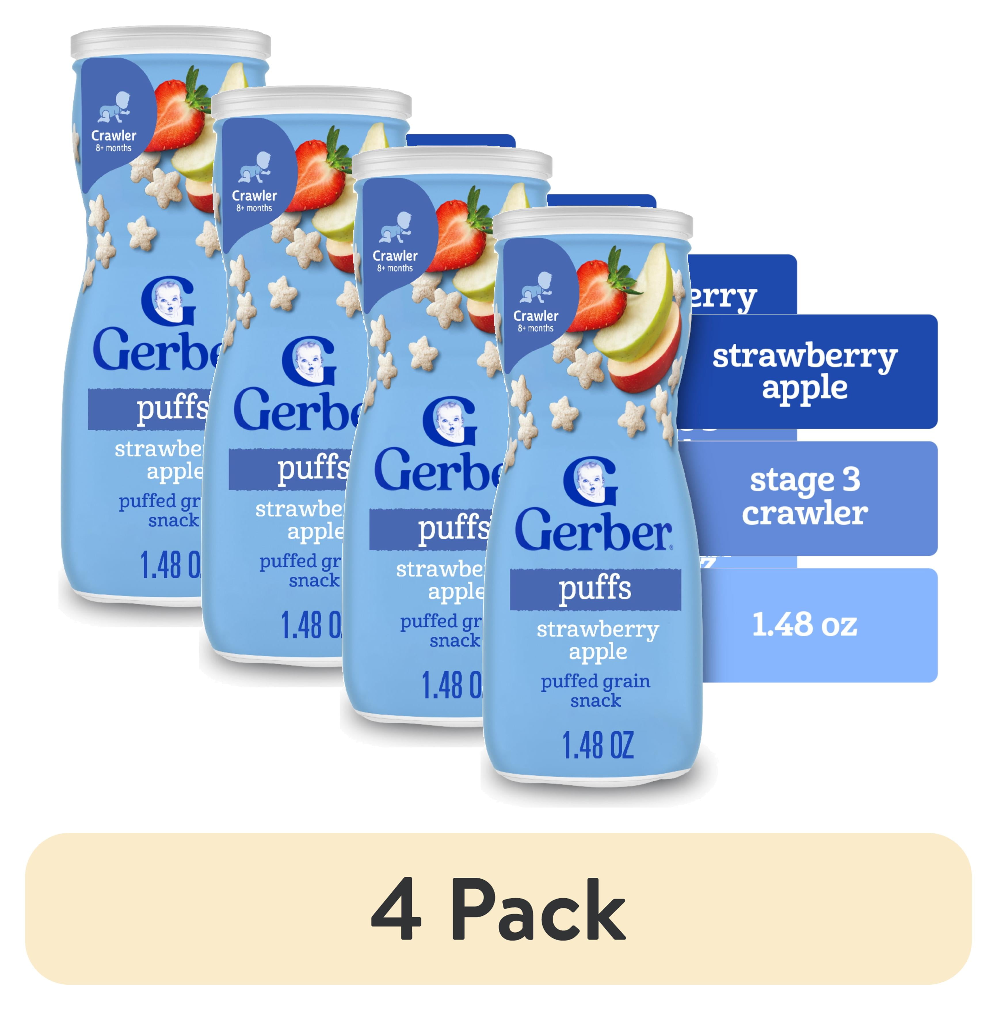 (4 pack) Gerber Baby Snacks, Grain & Grow Puffs, Strawberry Apple ...