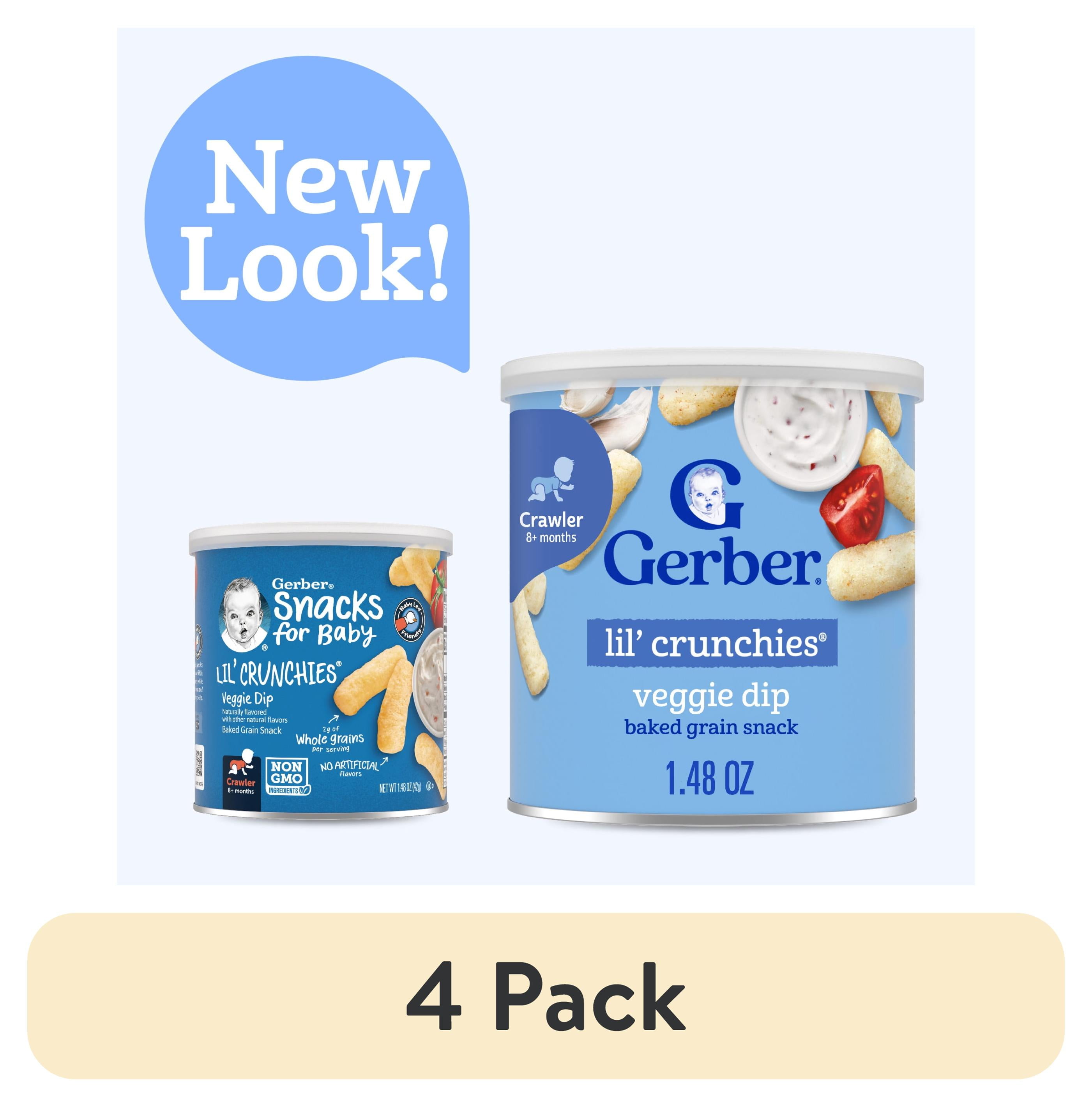 (4 pack) Gerber Stage 3 Baby Food, Veggie Dip Lil Crunchies, 1.48 oz ...