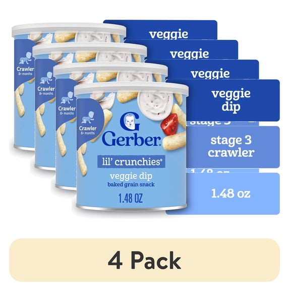 (4 pack) Gerber Snacks for Baby Lil Crunchies Veggie Dip Puffs, 1.48 oz ...