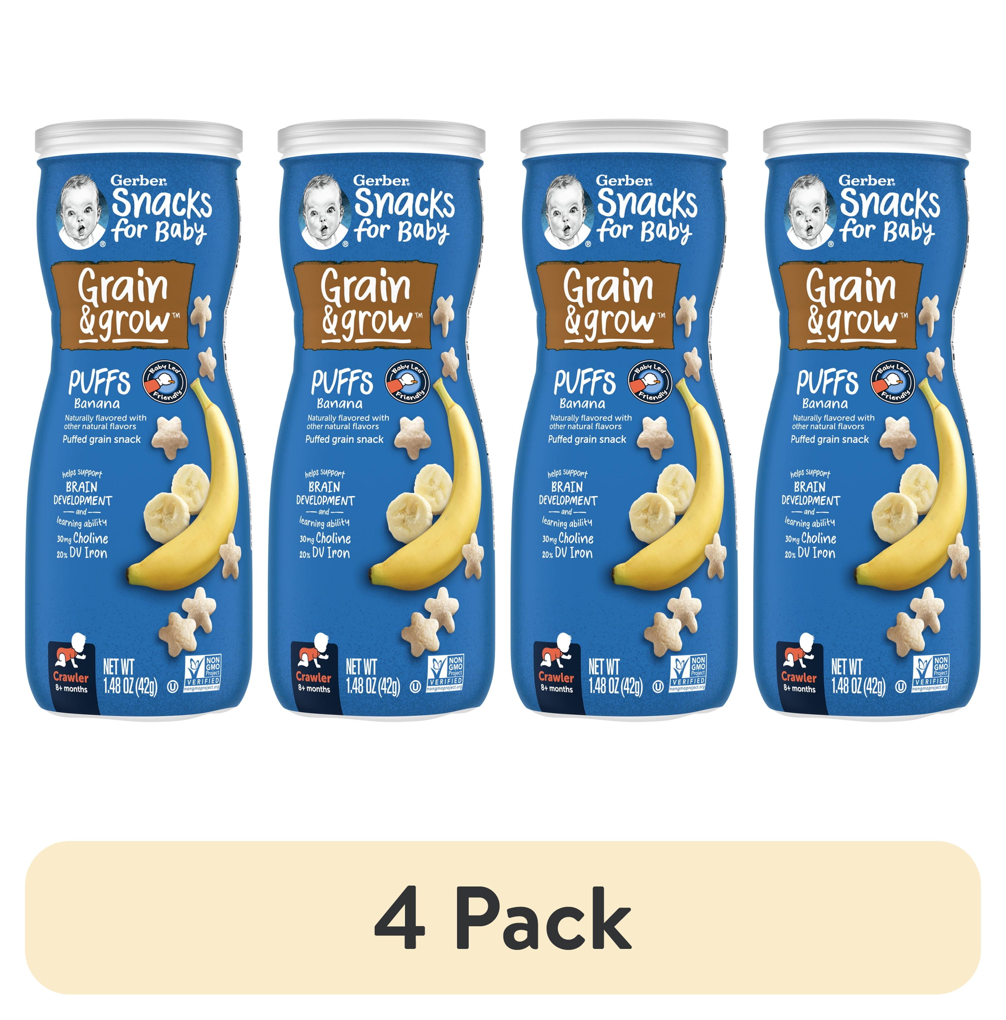 (4 pack) Gerber Stage 3 Baby Food, Banana Puffs, 1.48 oz Canister ...