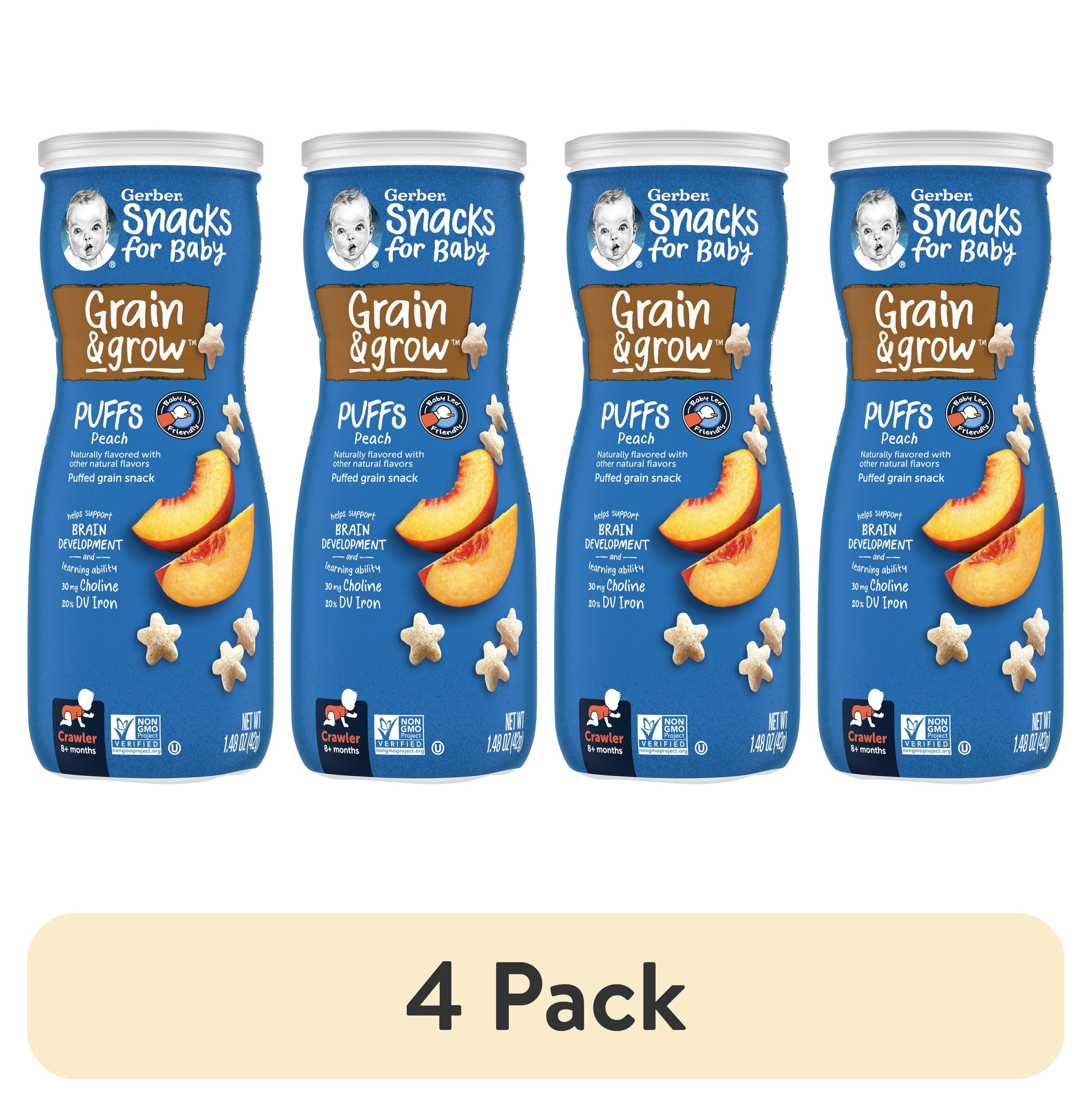 (4 pack) Gerber Stage 3 Baby Food, Peach Puffs, 1.48 oz Canister ...