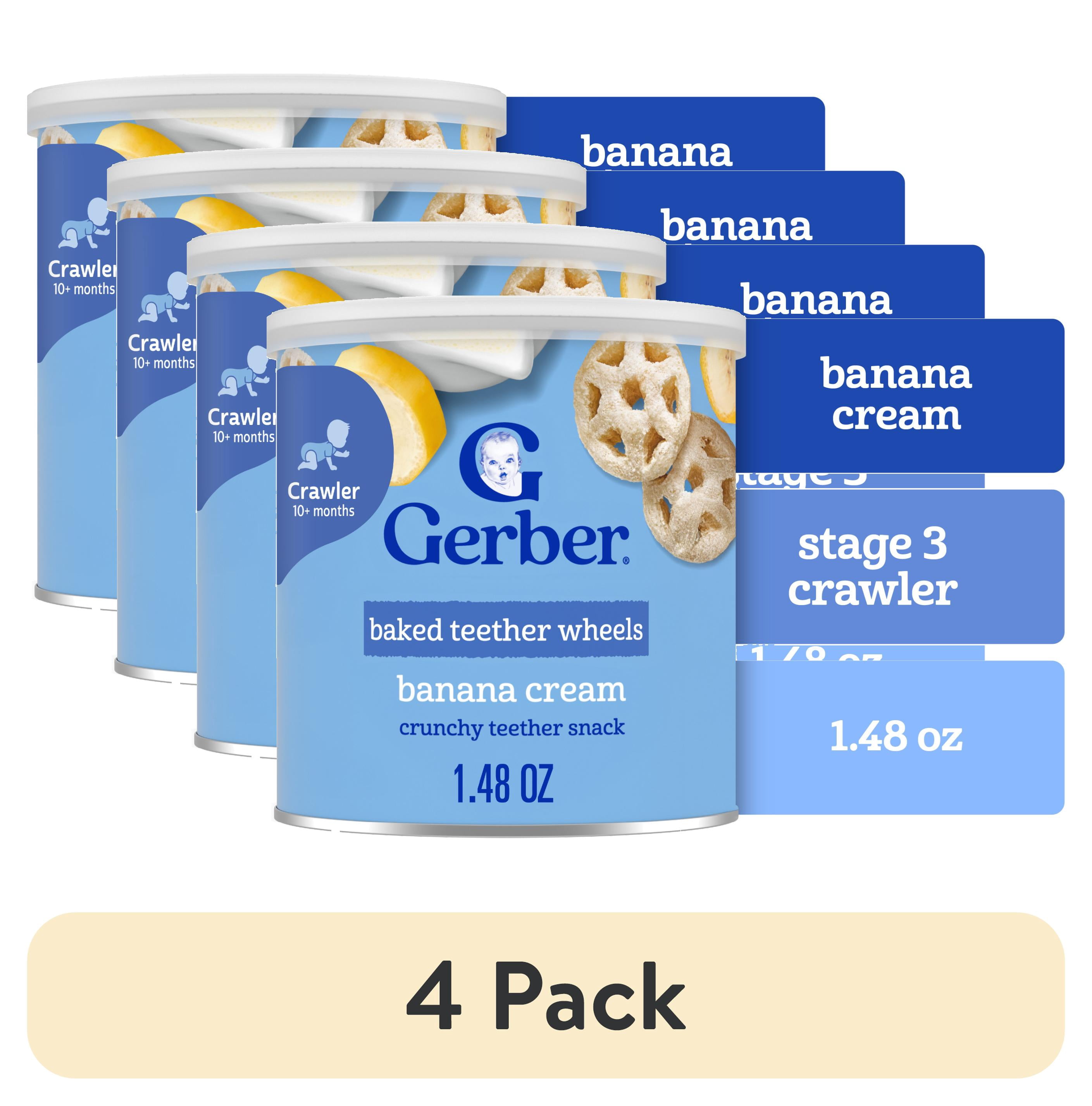 (4 pack) Gerber Snacks for Baby Teether Wheels, Banana Cream, 1.48 oz ...