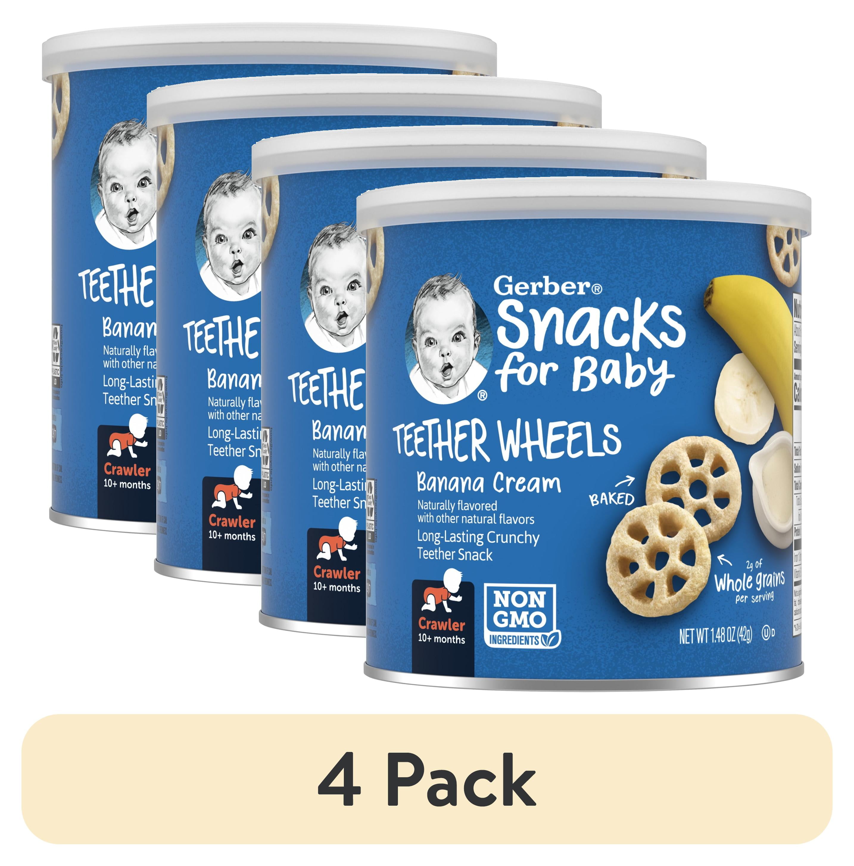 (4 pack) Gerber Snacks for Baby Teether Wheels, Banana Cream, 1.48 oz ...