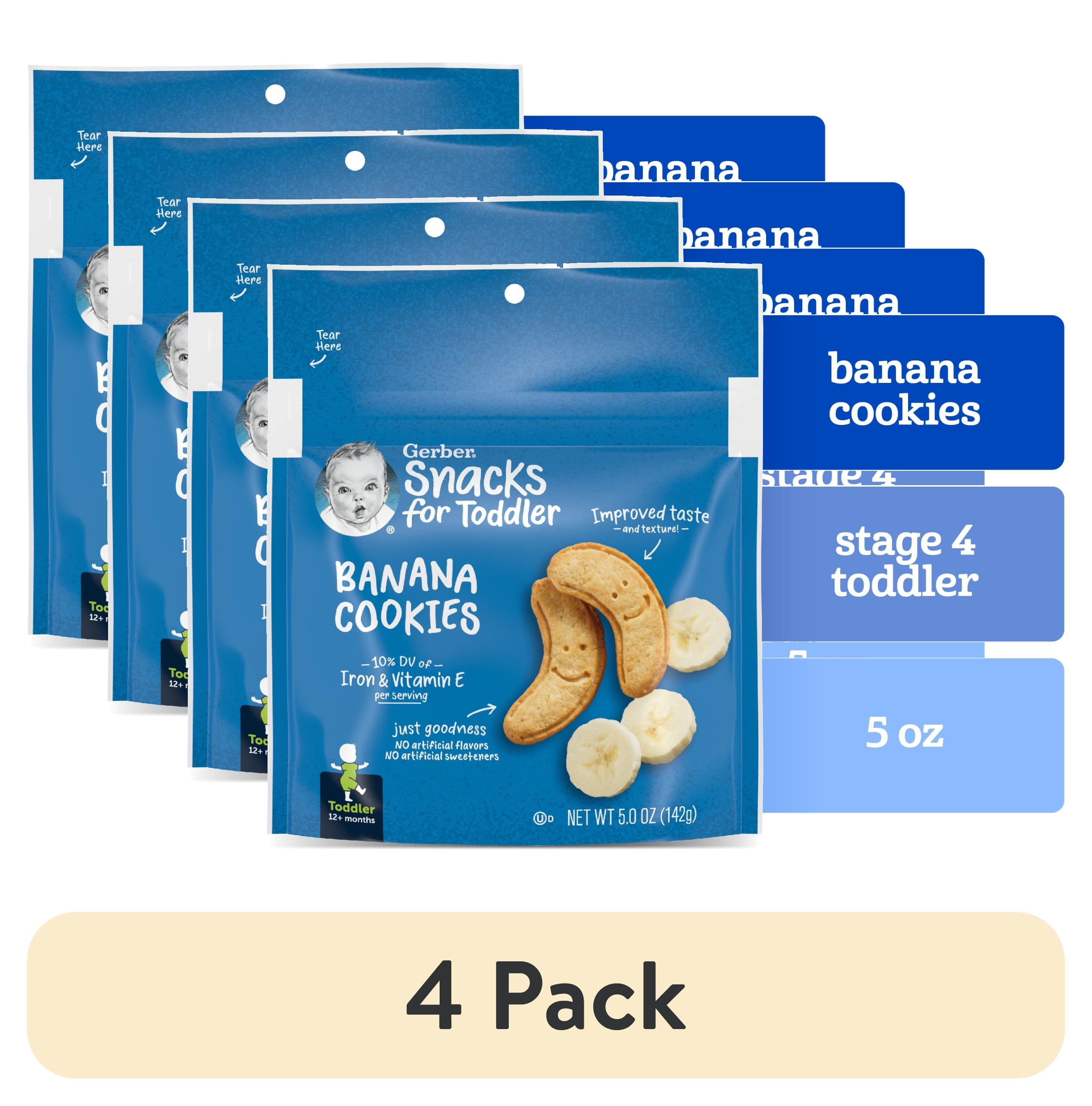 (4 pack) Gerber Toddler Snacks, Banana Cookies, Toddler Cookies, Finger ...