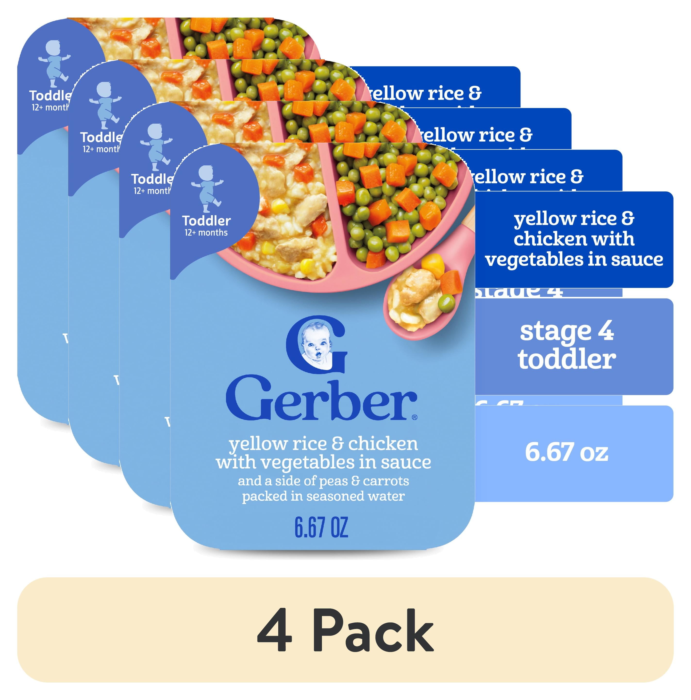(4 pack) Gerber Toddler Food, Yellow Rice & Chicken, Mealtime for ...