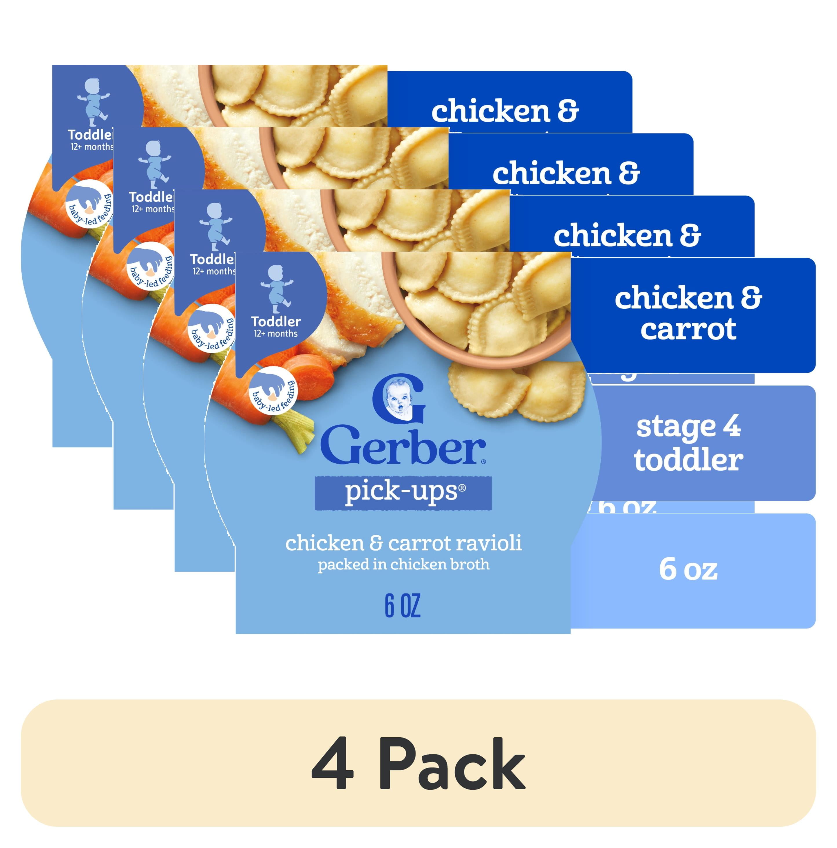 (4 pack) Gerber Pick-Ups Chicken and Carrot Ravioli in Chicken Broth ...