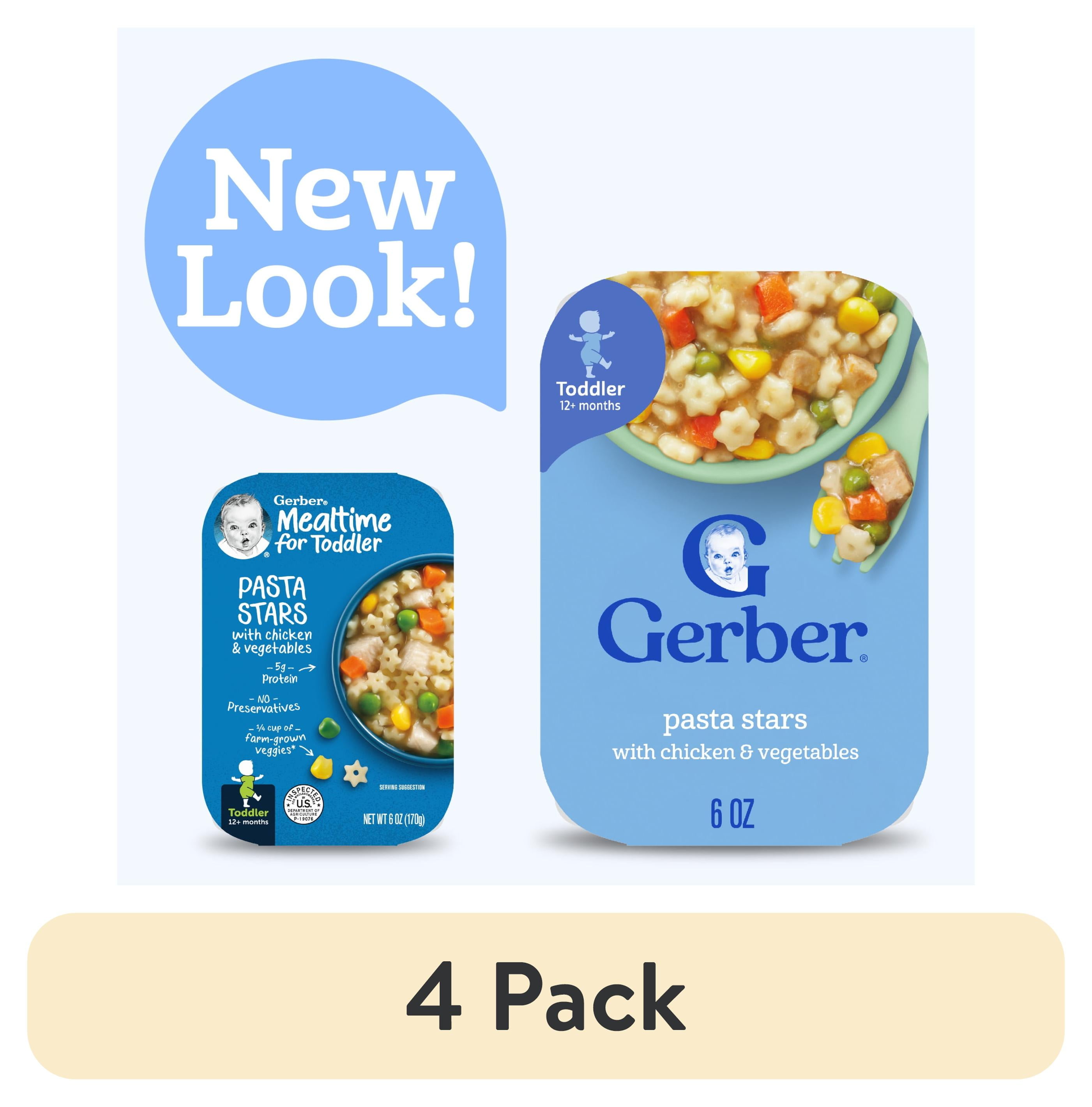 (4 pack) Gerber Toddler Food, Pasta Stars with Chicken and Vegetables ...