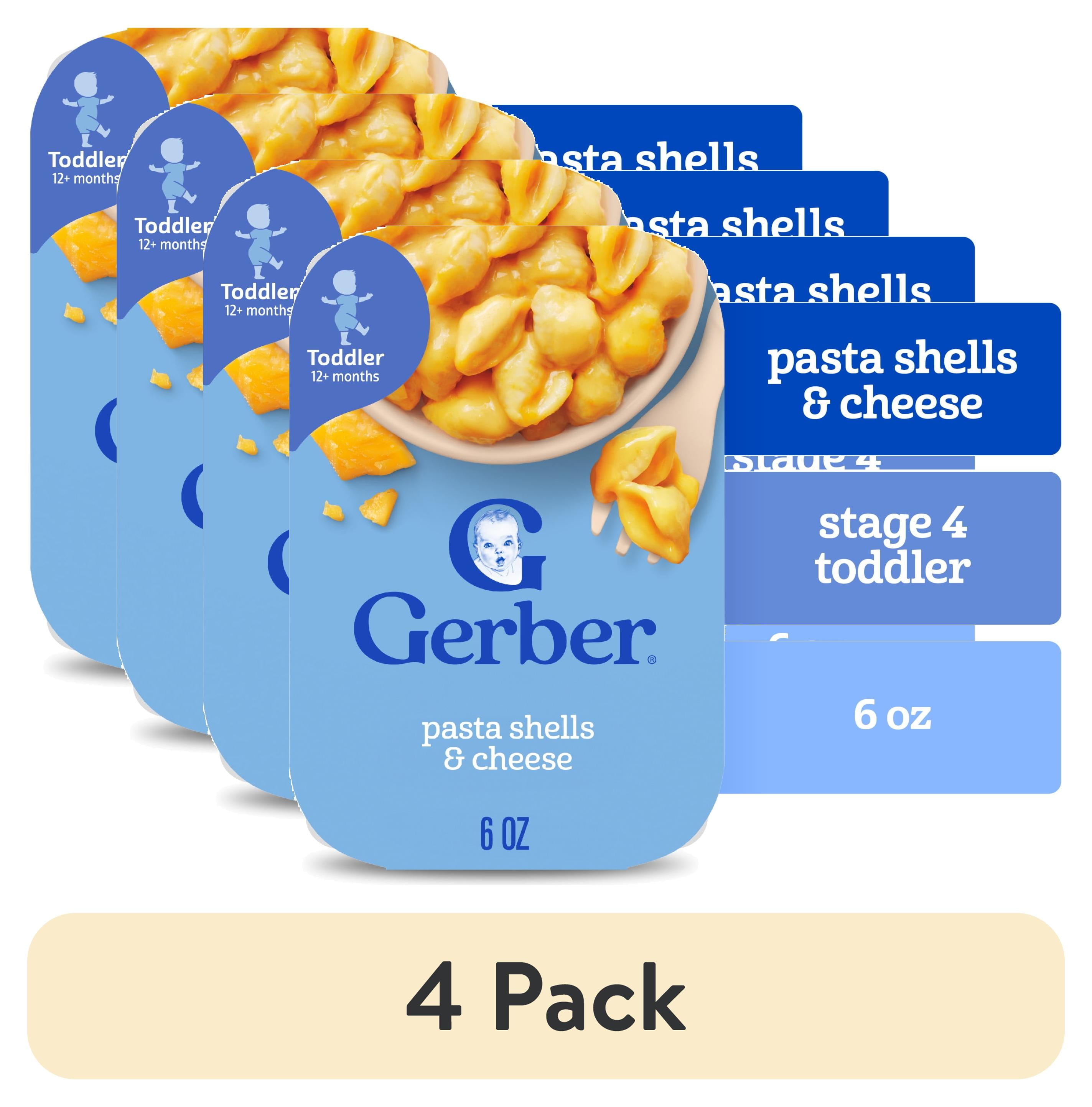 (4 pack) Gerber Toddler Food for Baby, Pasta Shells and Cheese Toddler ...