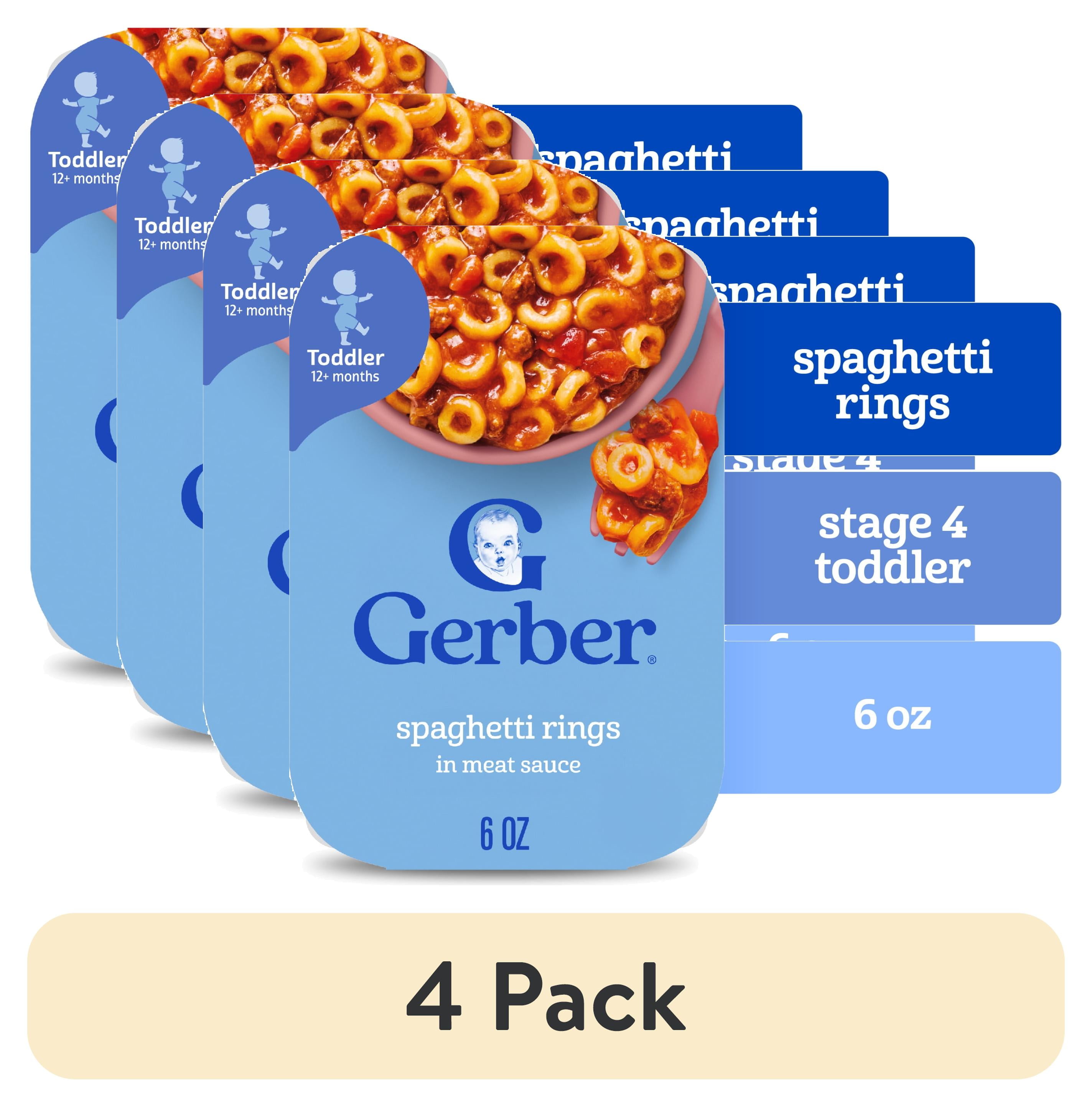 (4 pack) Gerber Mealtime for Toddler, Spaghetti Rings in Meat Sauce ...