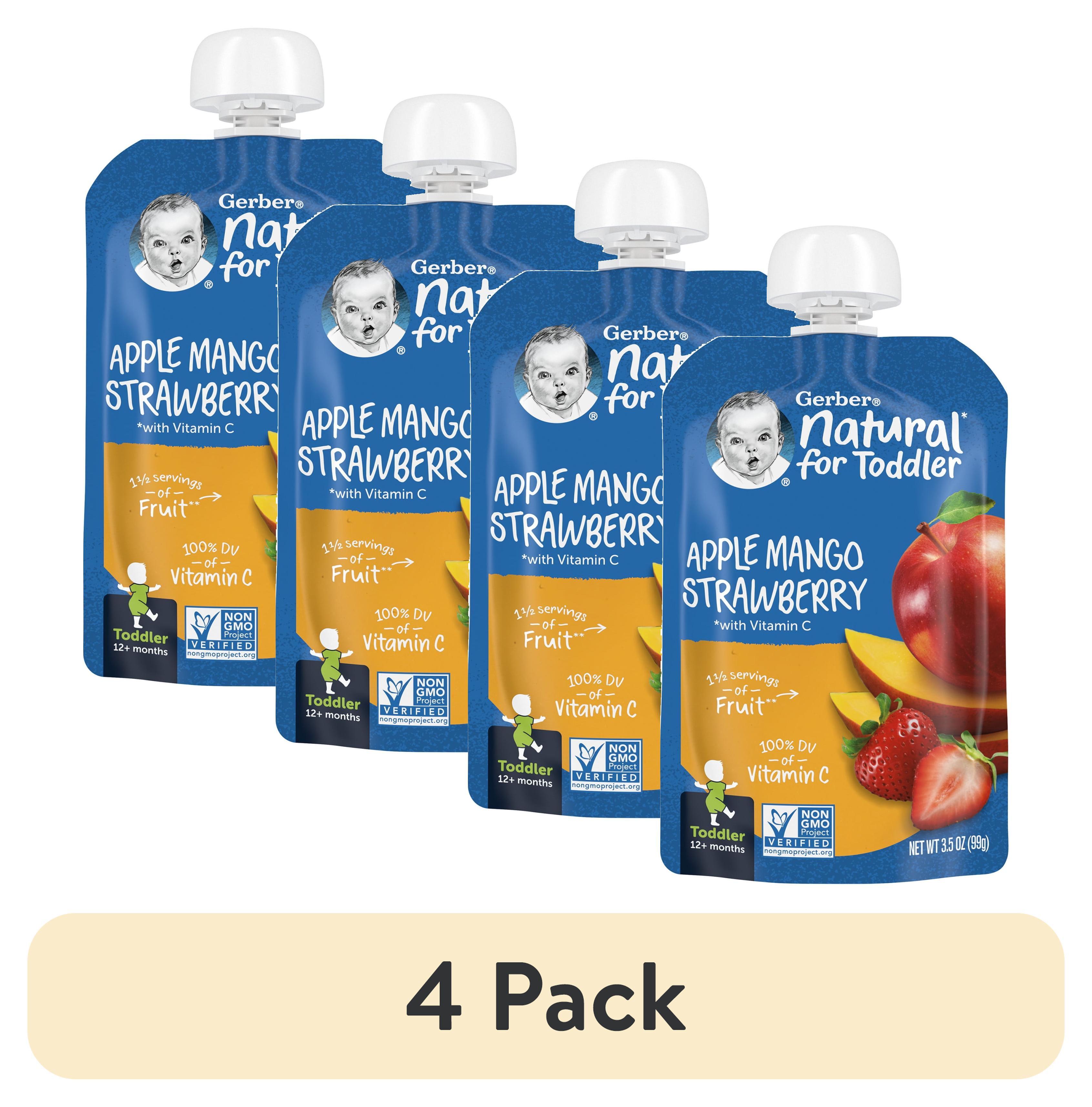 (4 pack) Gerber Toddler Foods, Apple Mango Strawberry, Clean Label ...