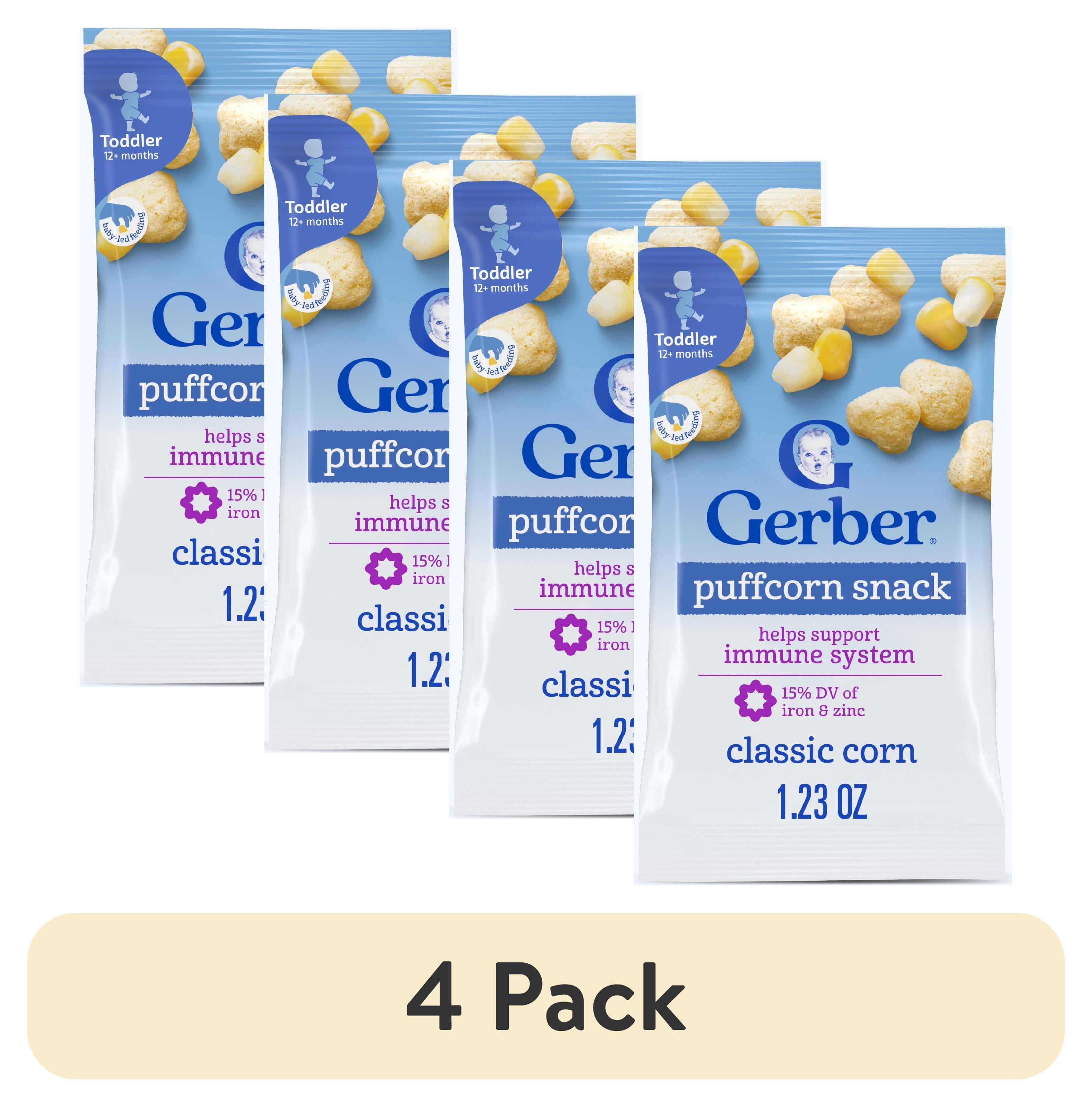 (4 pack) Gerber Toddler Snacks, Classic Corn Puffcorn Snack, Kernel ...