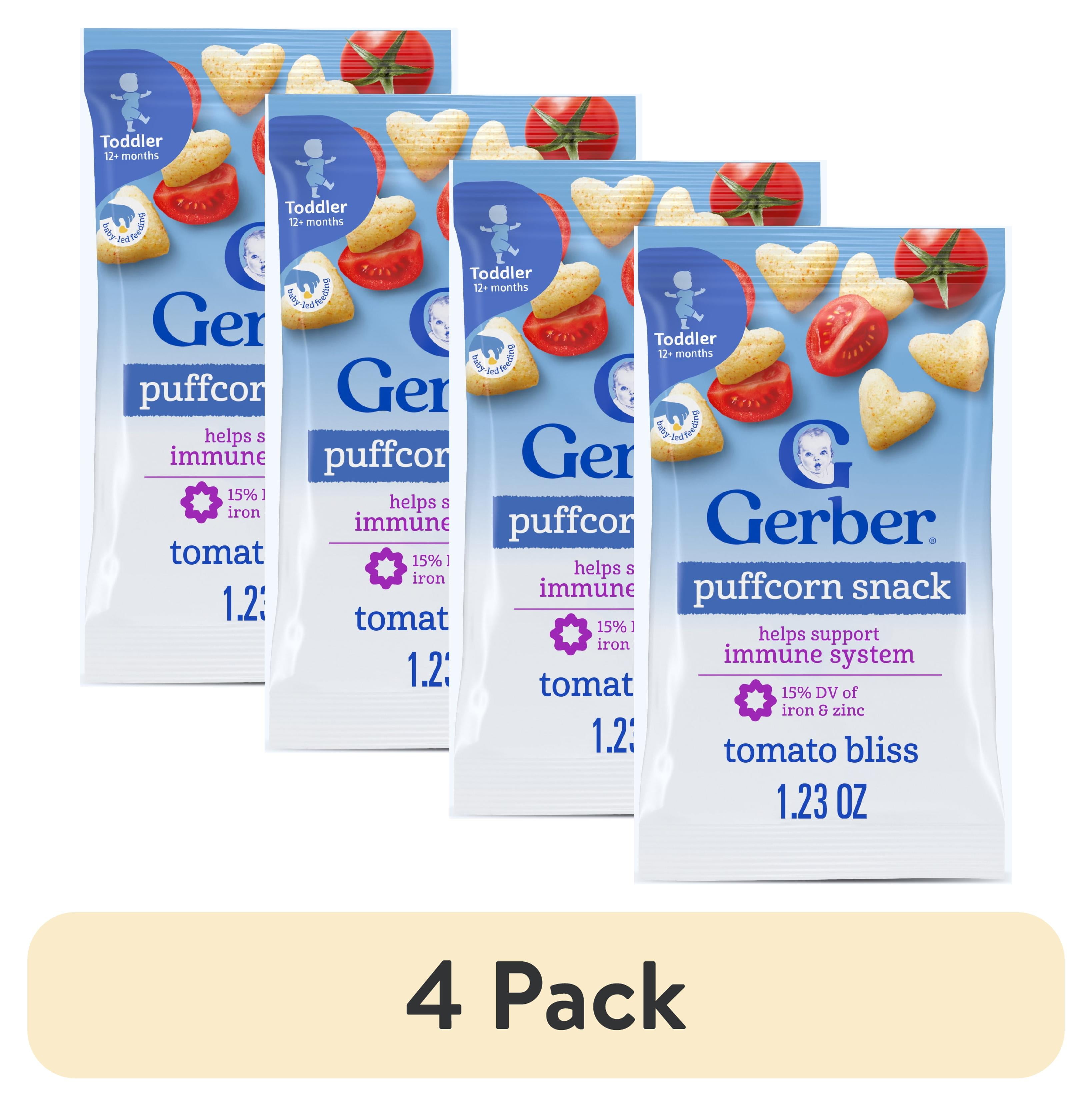 (4 pack) Gerber Toddler Snacks, Tomato Bliss Puffcorn Snack, Kernel ...