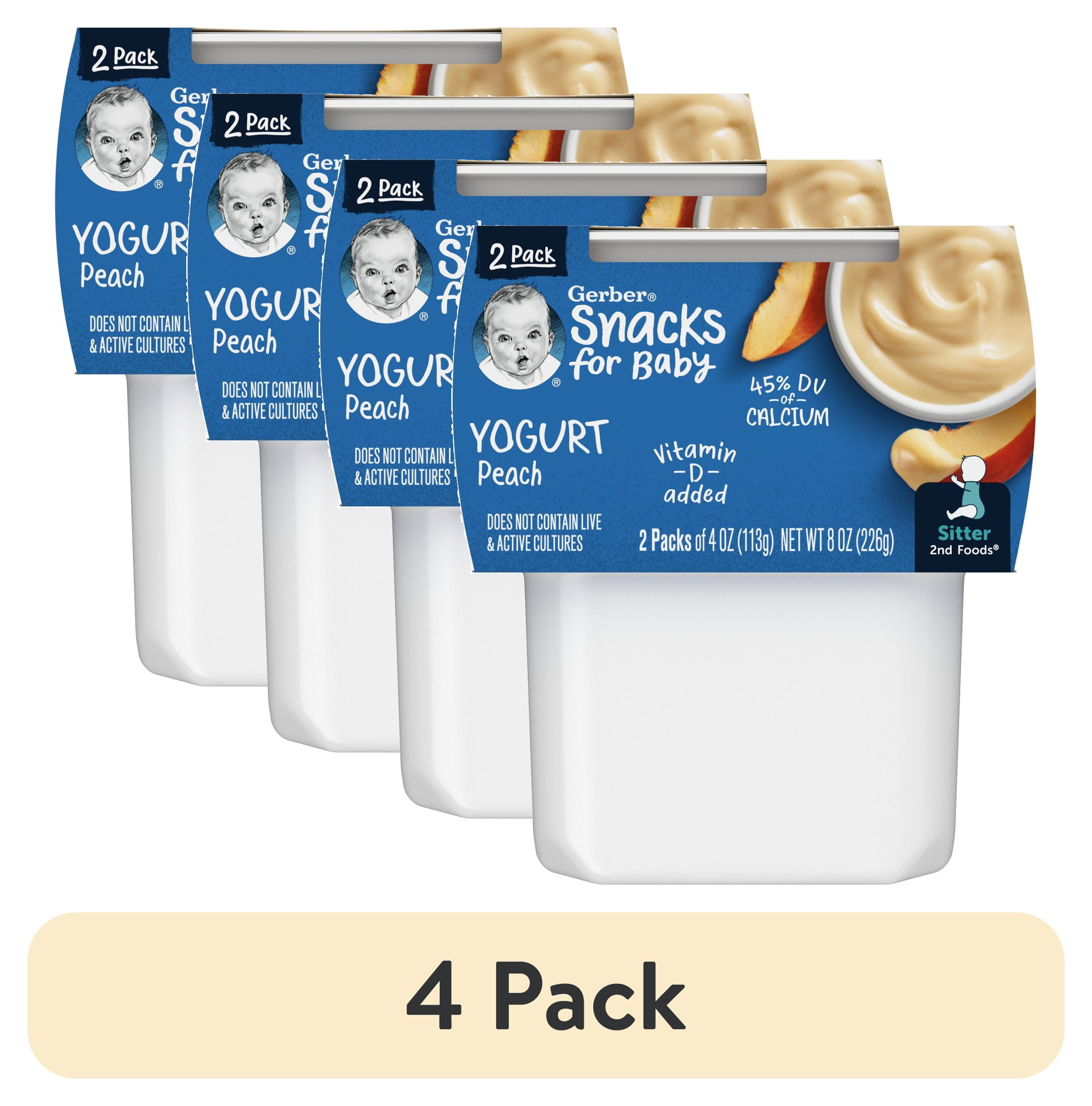 (4 pack) Gerber Yogurt Blends Stage 3 Baby Snacks Peach, 4 oz Tubs ...