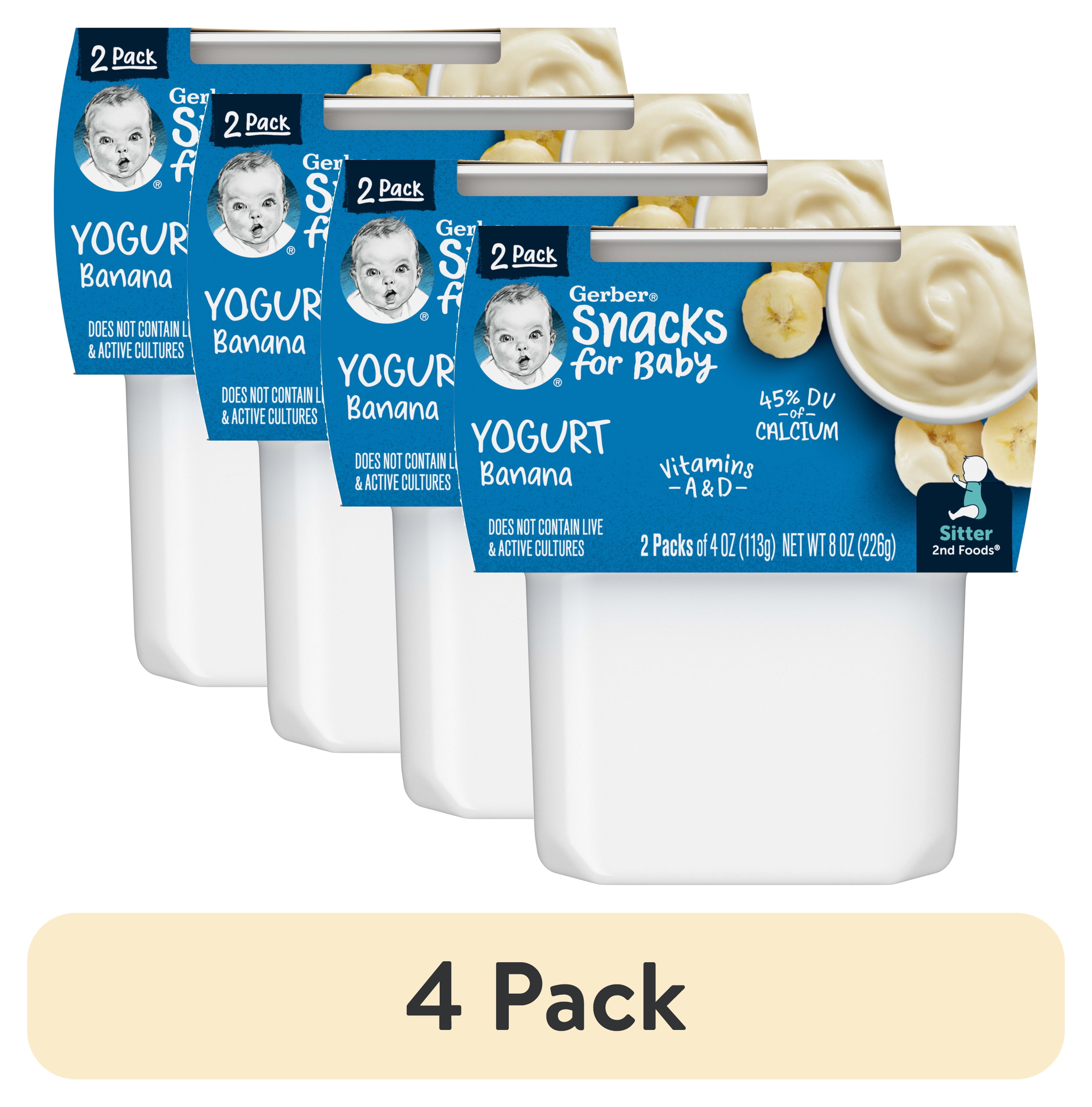 (4 pack) Gerber Yogurt Blends Stage 3 Baby Snacks Banana, 4 oz Tubs ...