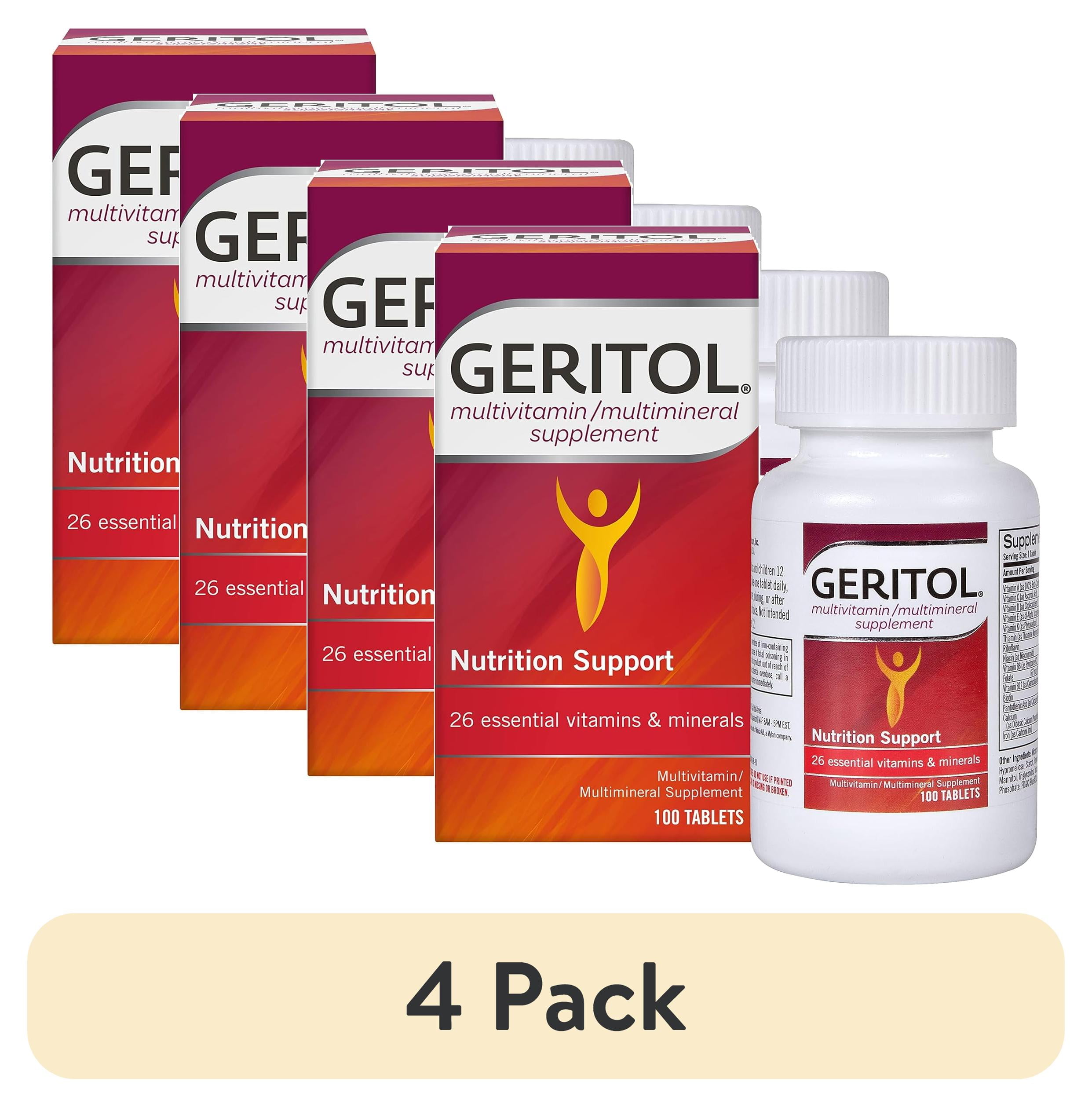 (4 pack) Geritol (1Pk, 100Ct) Multivitamin Supplement, 27 Essential ...