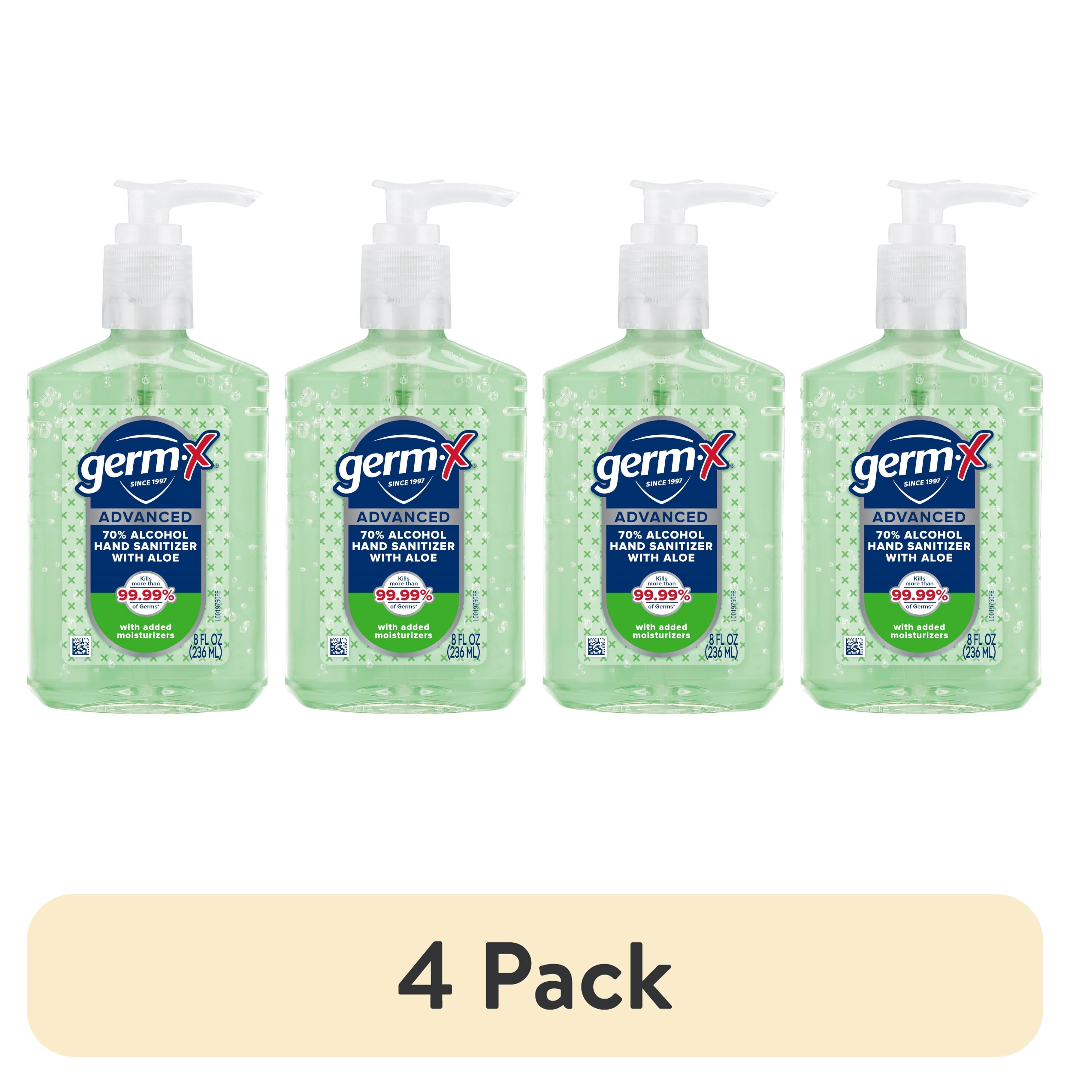 (4 pack) Germ-X Advanced Gel Hand Sanitizer with Aloe with Pump, 8 fl ...