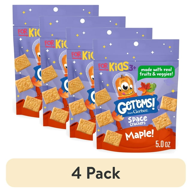 (4 pack) Get'ems from Gerber Maple Space Crackers, Kids Snack Made with ...